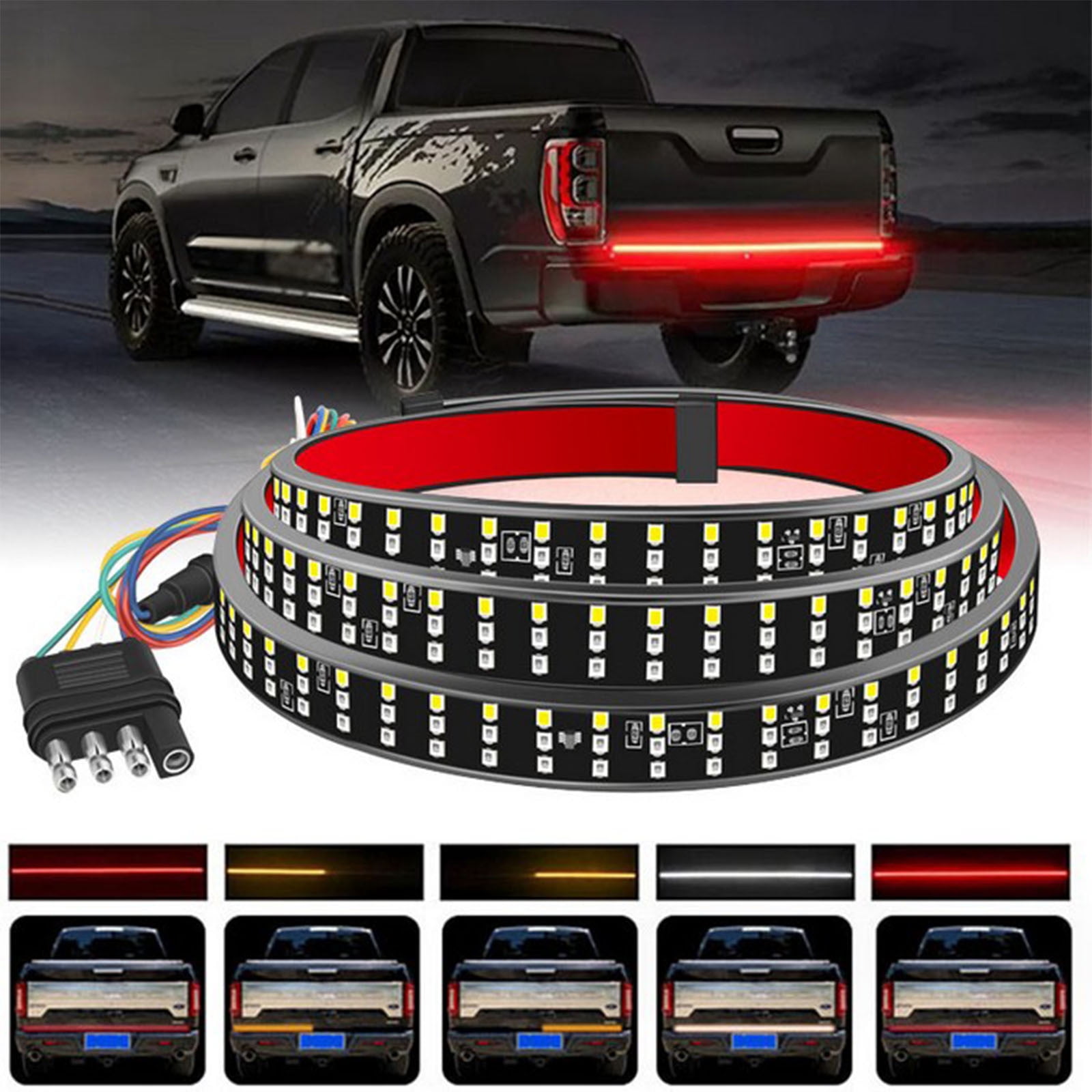 PPgejGEK 3-Row Pickup Truck Tail Light Strip with Turn Signals Tricolor ...