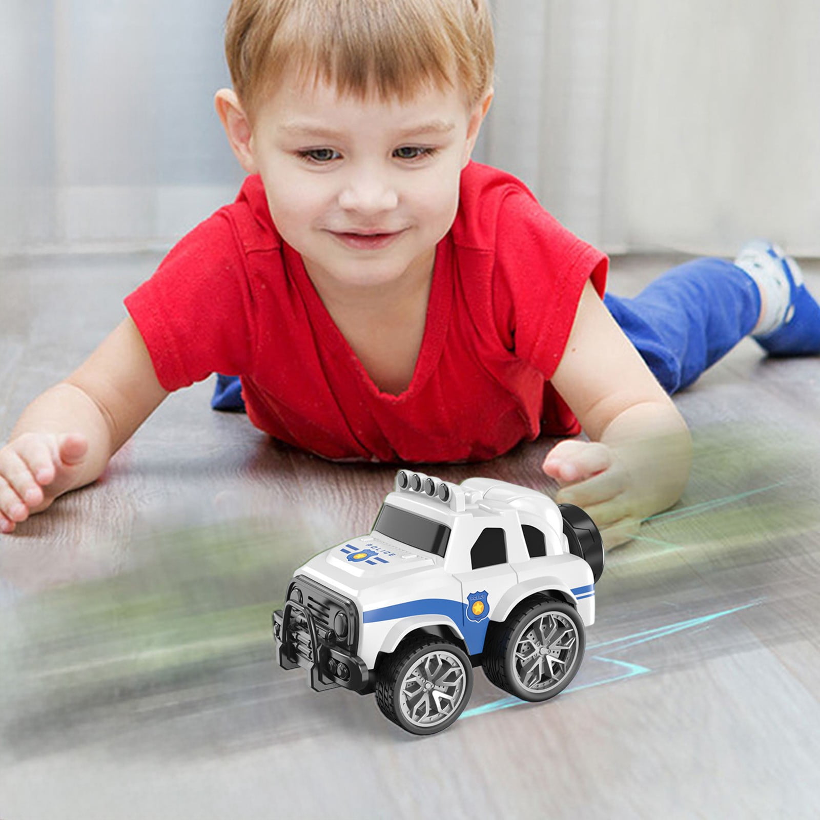 PPgejGEK 360 Rotating Stunt Friction Police Off Road Toy Car for Boys ...