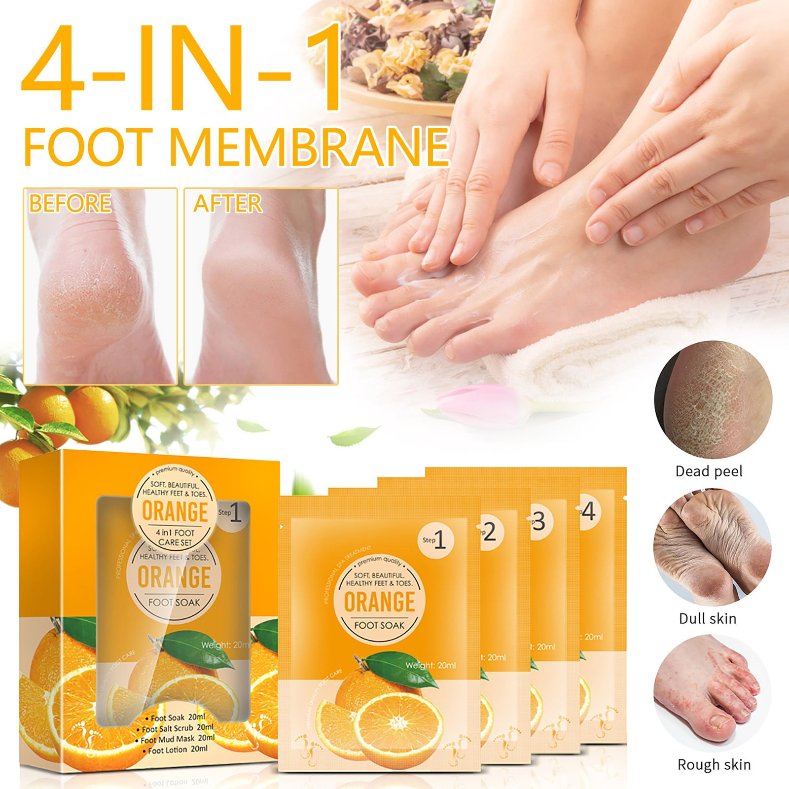 PPgejGEK 4-in-1 Exfoliating Foot Mask Hydration and Care Natural Plant ...