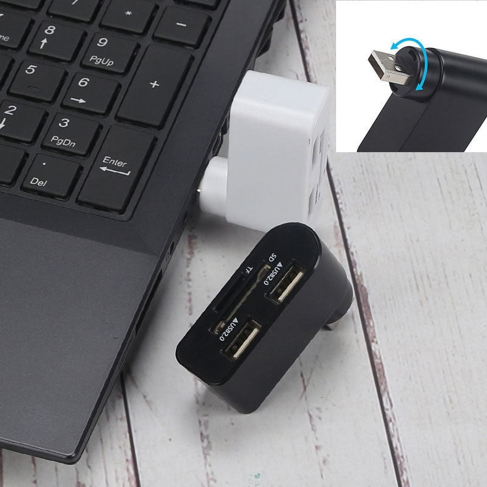 PPgejGEK 4-in-1 Rotating USB 2.0 Hub Multi Functional Card Reader ...