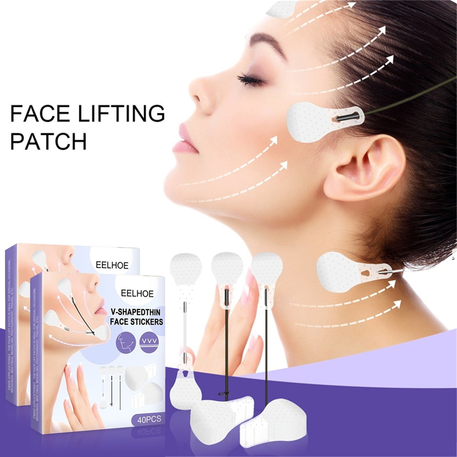 PPgejGEK 40 Pack Instant Invisible Face Stickers Facial Makeup Face ...