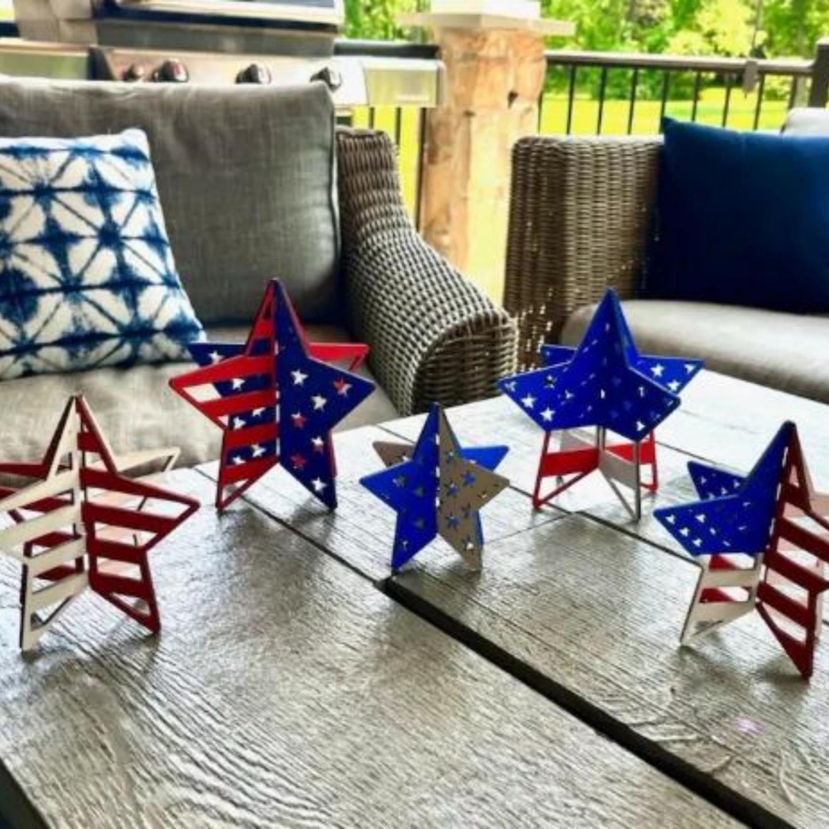 PPgejGEK 4th of July Decorations Patriotic Decoration Wooden Star Table ...