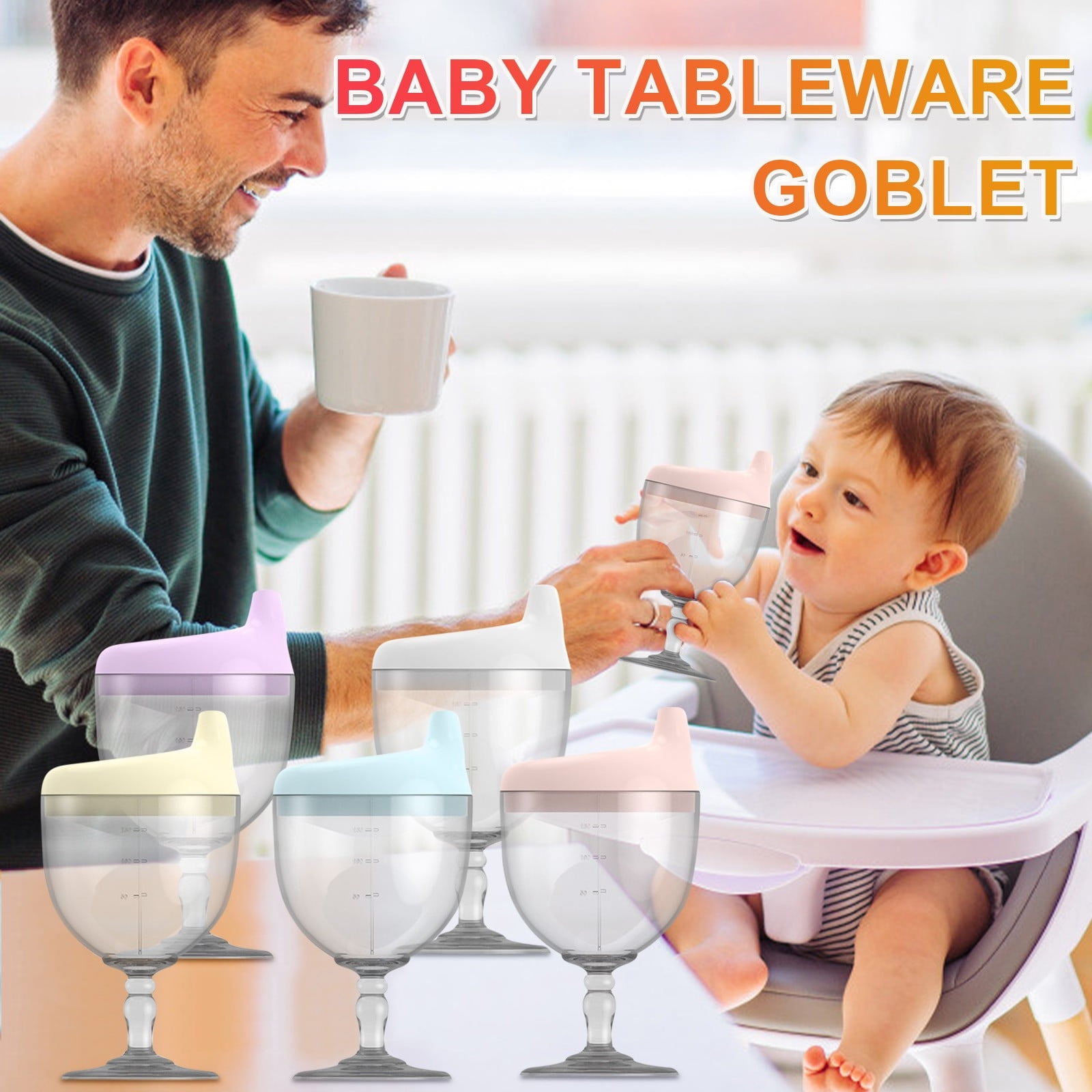 PPgejGEK Baby Sippy Cup Wine Glass with Straw Spill Proof Plastic ...