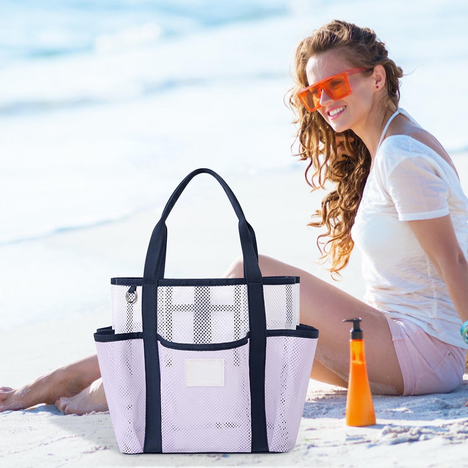 PPgejGEK Beach Bag Large Capacity Travel Shoulder Tote Swimwear Storage ...