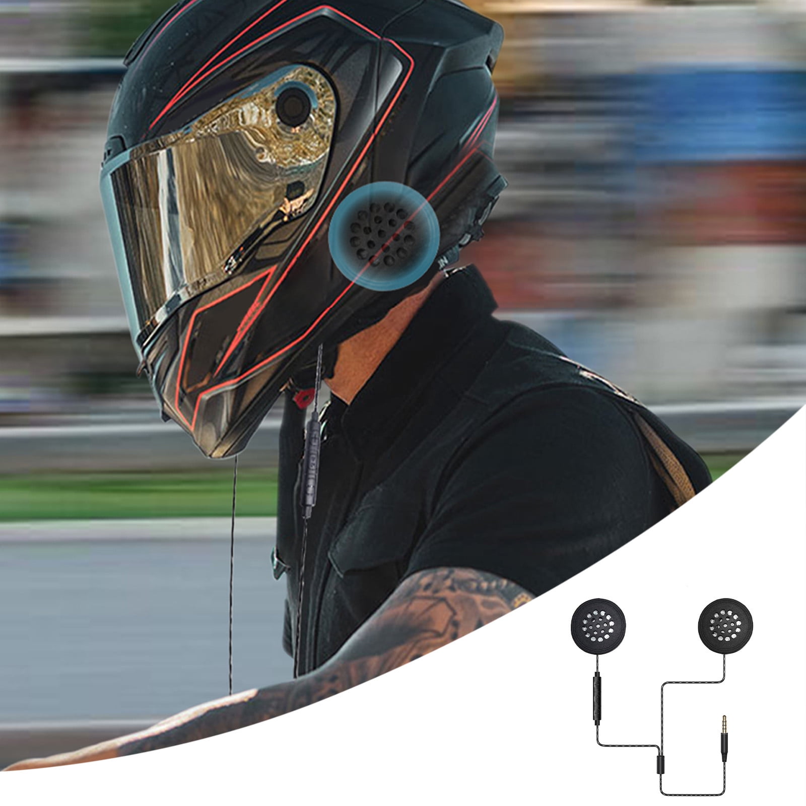 PPgejGEK Bluetooth Motorcycle Helmet Headset Speakers Earbud Headphones ...