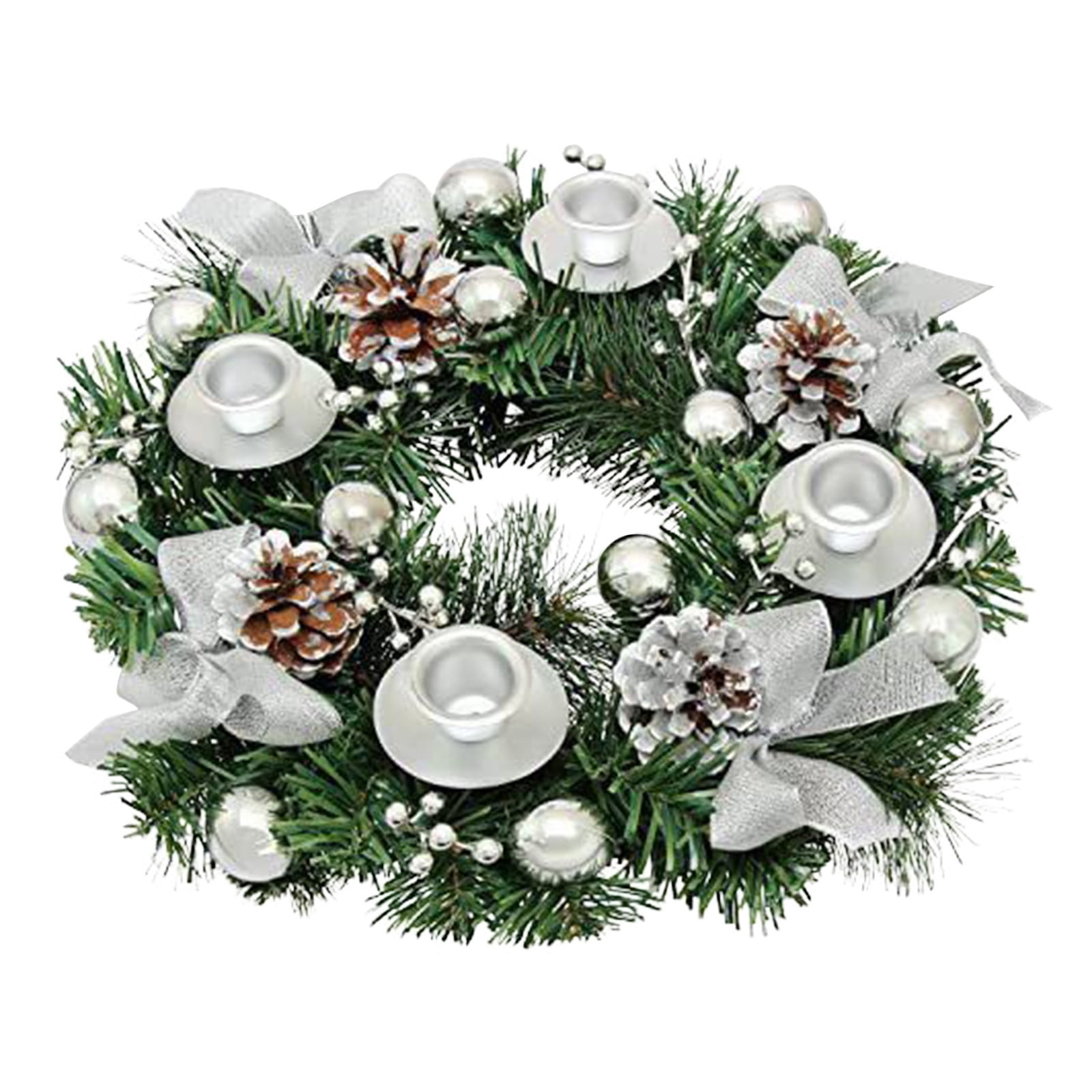 PPgejGEK Candlestick Wreath Simulation Wreath Candlestick Red Ribbon ...