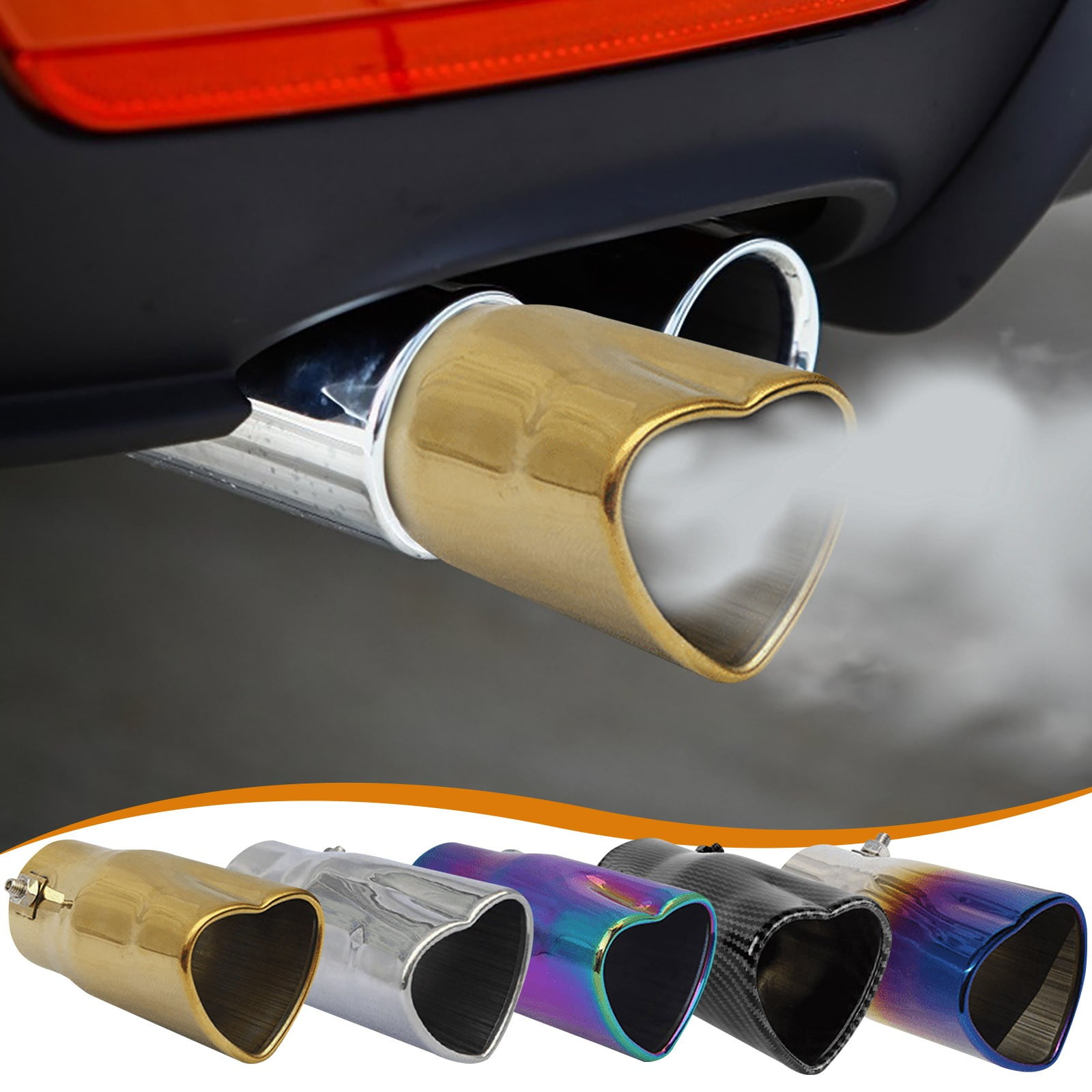 PPgejGEK Car Exhaust Pipe Muffler Tailpipe, 2.48in Heart-Shaped Dual ...