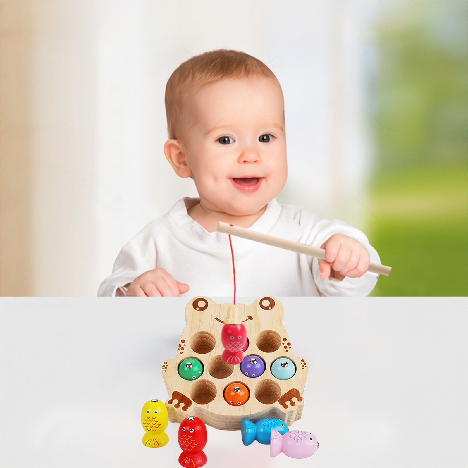 PPgejGEK Christmas Gift Magnetic Wooden Fishing Toy for Toddlers ...
