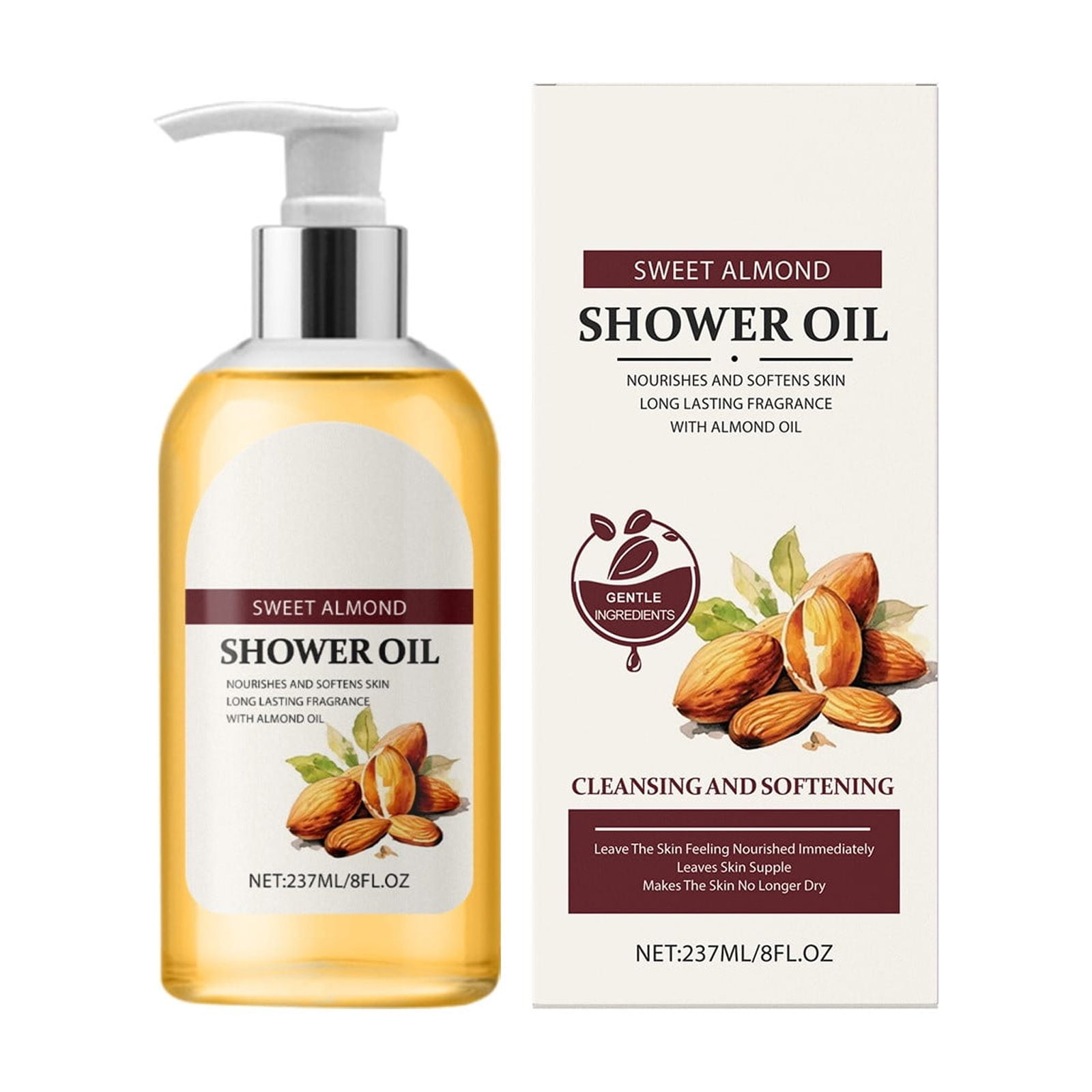 PPgejGEK Cleansing and Softening Almonds Shower Oil Oil-to-Milky Latheres Softer Skin Smoothes ...