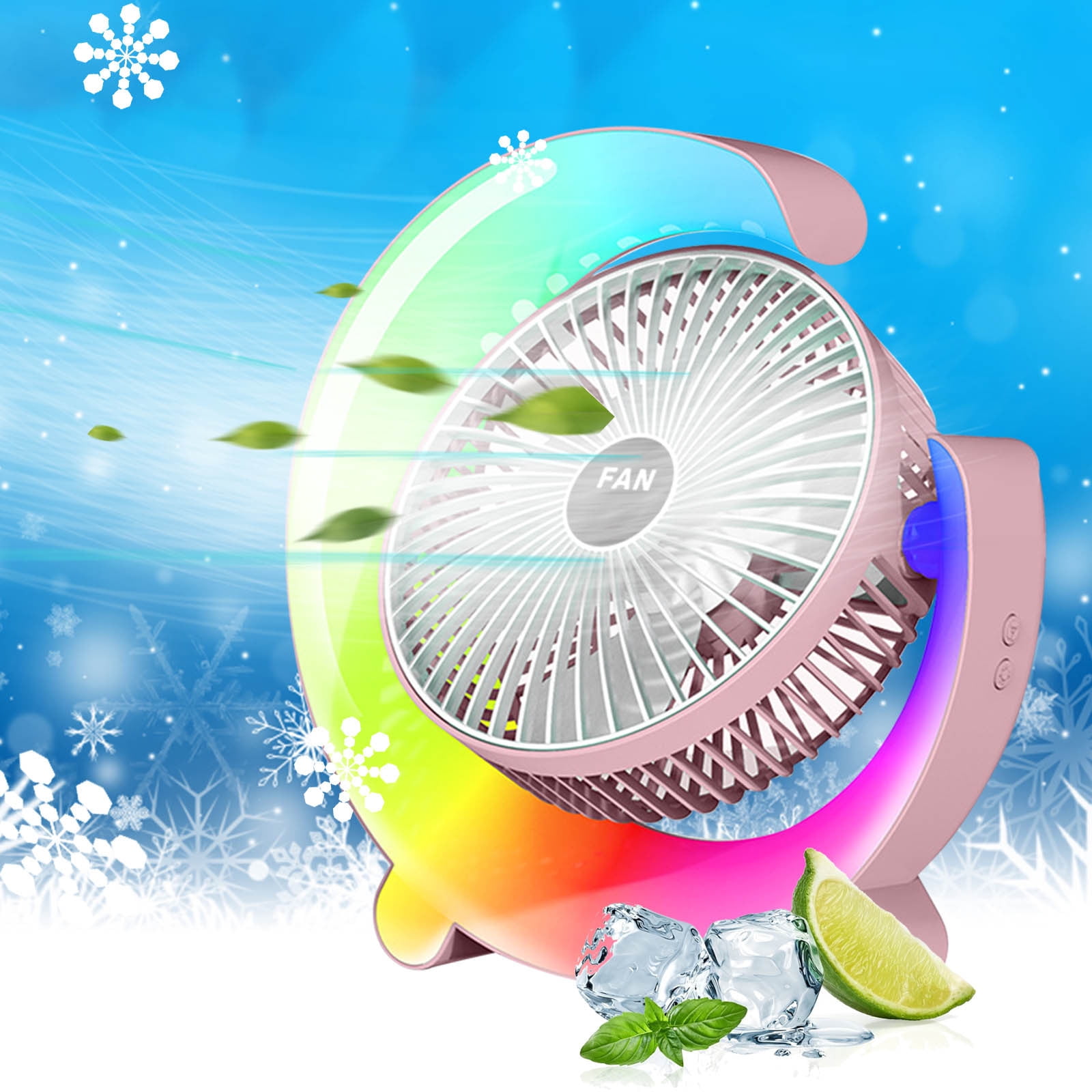PPgejGEK Color Changing LED USB Desktop Fan with Running Light 5V ...
