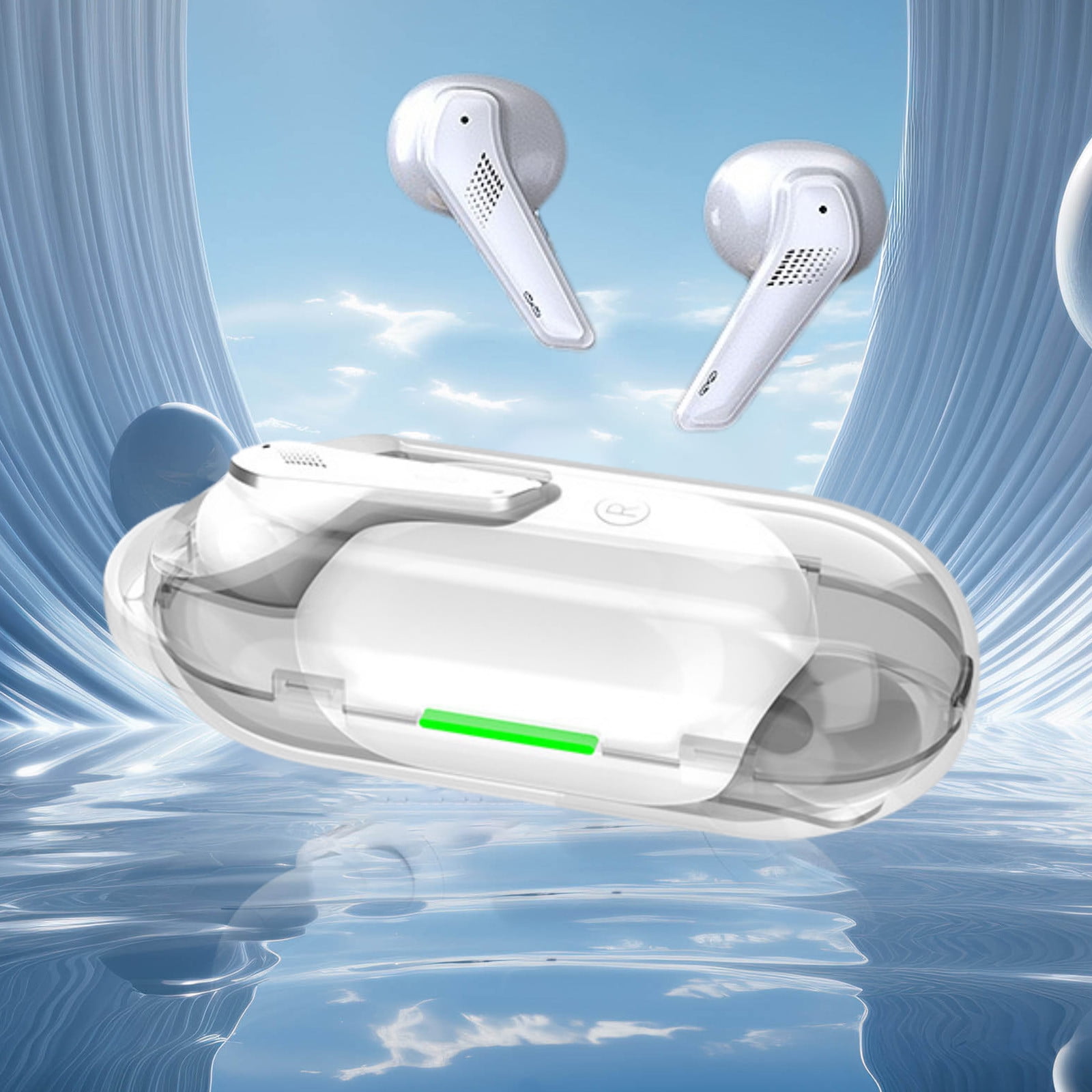 PPgejGEK Clear Bluetooth Earbuds Comfortable Semi In Ear Design with ...