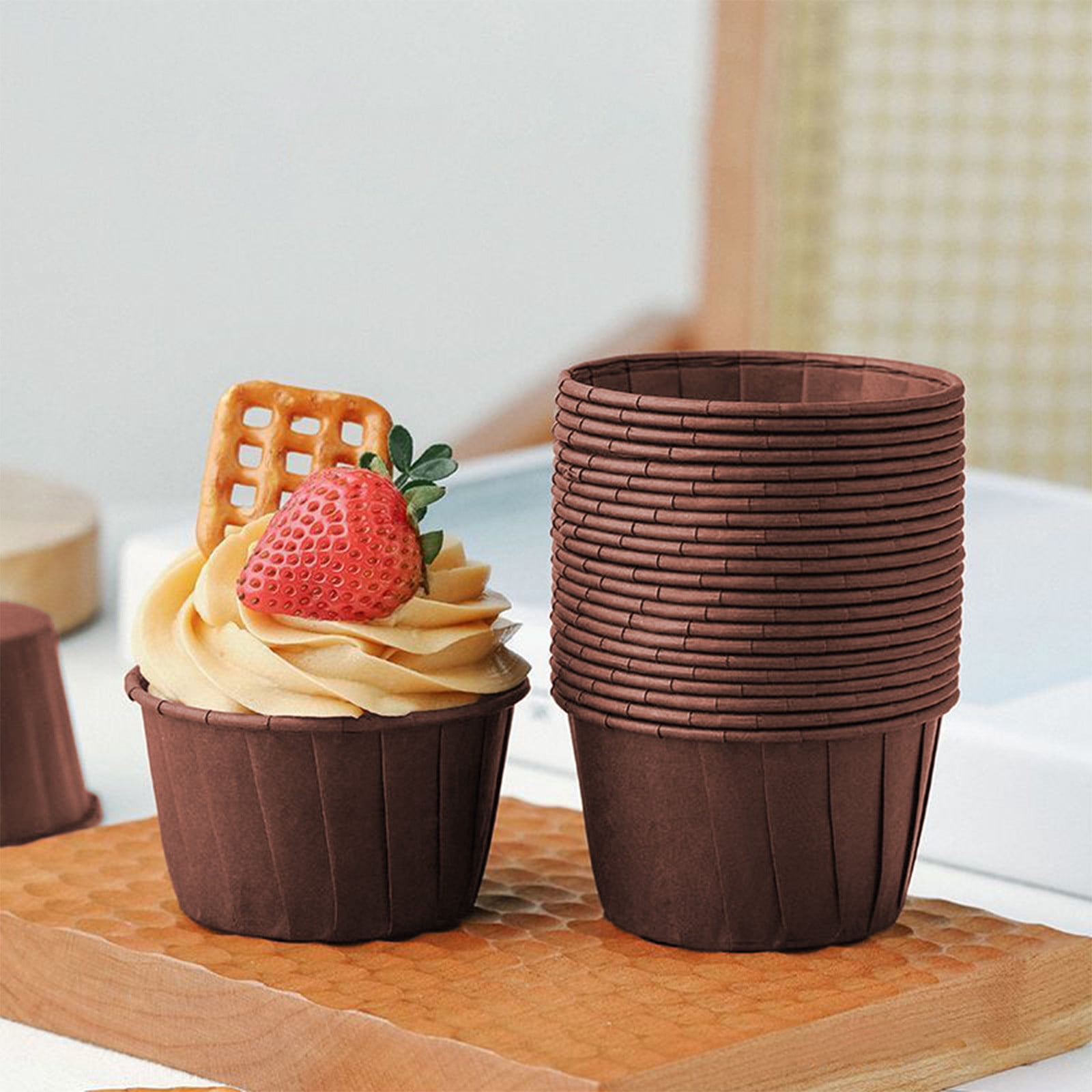 PPgejGEK Disposable Cupcake Baking Cups 50-Pack, Lidless Paper Mould ...