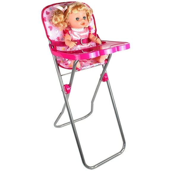 Adjustable Foldable Doll High Chair with Tray Realistic Miniature Doll ...