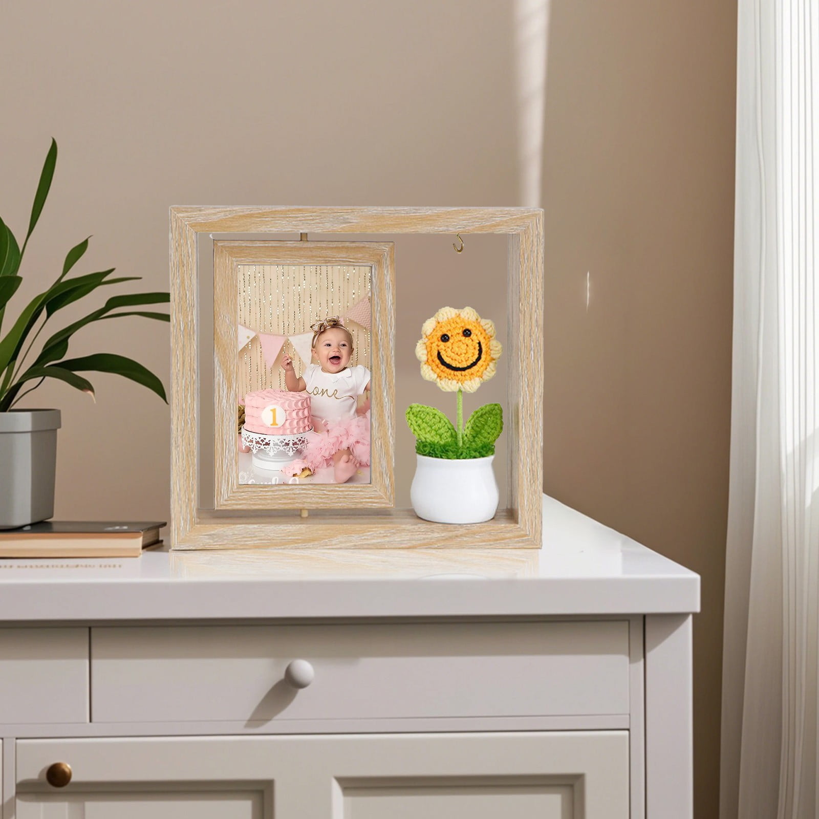 PPgejGEK Double-Sided Rotating Photo Frame - 6 Inch Replaceable Picture ...