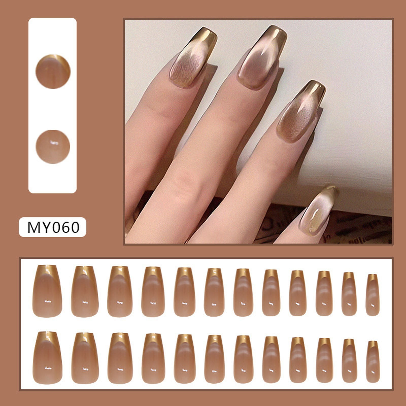 PPgejGEK European and Short Golden Sparkling French Nail Art and ...