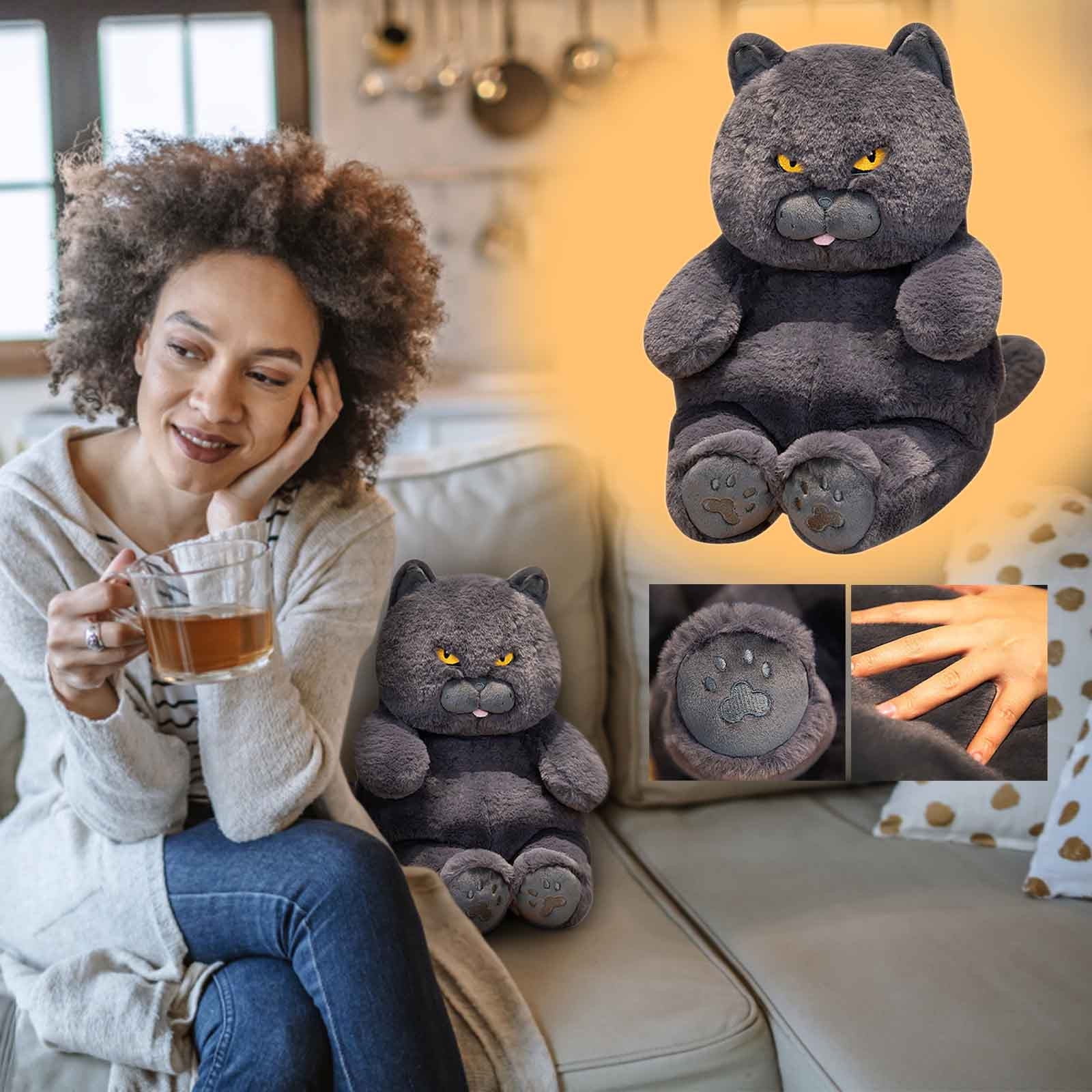 PPgejGEK Gray British Shorthair Cat Plush Toy, 15.7 Inch Cute Stuffed ...