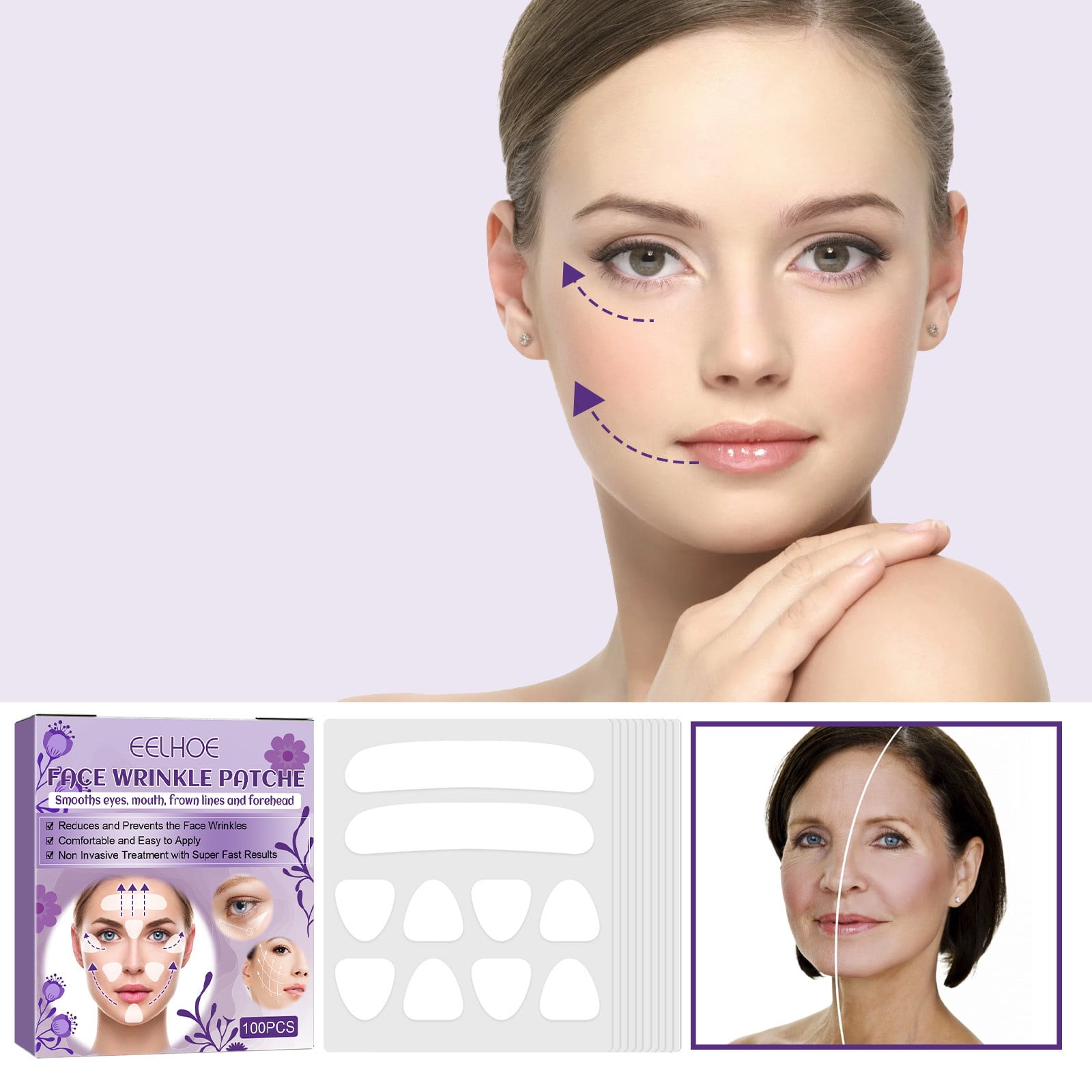 PPgejGEK Face Wrinkle Patches - Fine-Line Remover Strips To Eye, Mouth ...