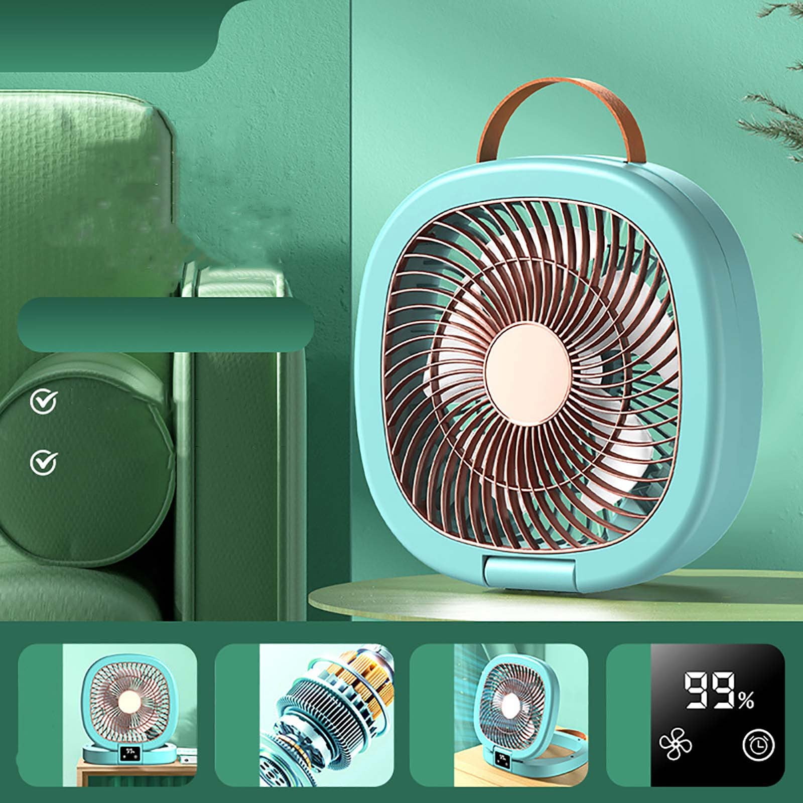 PPgejGEK Foldable Desktop Fan with Digital Display Timer - USB Powered ...