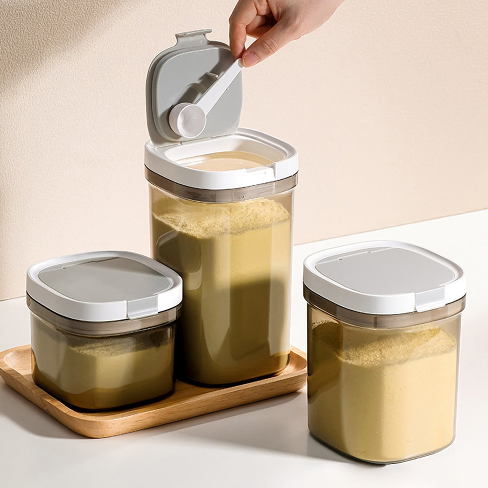 PPgejGEK Food-Grain Sealing Jar with Magnetic Spoon Food Grade Plastic ...