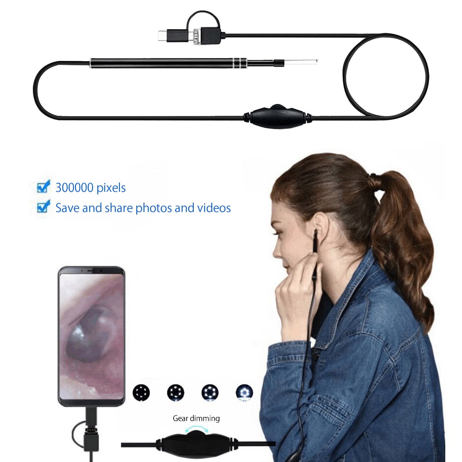 PPgejGEK HD Visual Ear Spoon Endoscope Ear Cleaning Artifact Cleaner ...