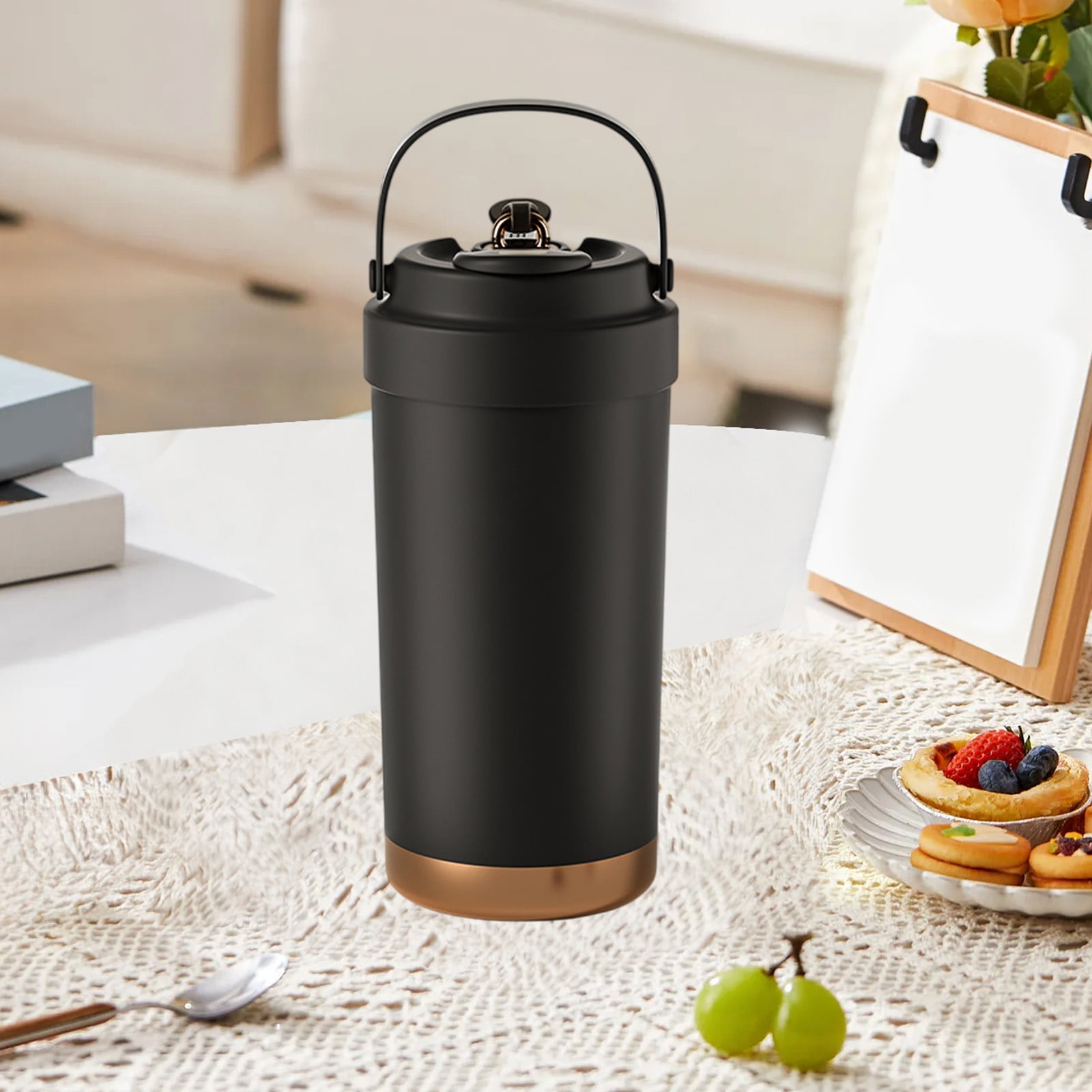 PPgejGEK High Color Ceramic Liner Coffee Cup 500ml Portable Double ...