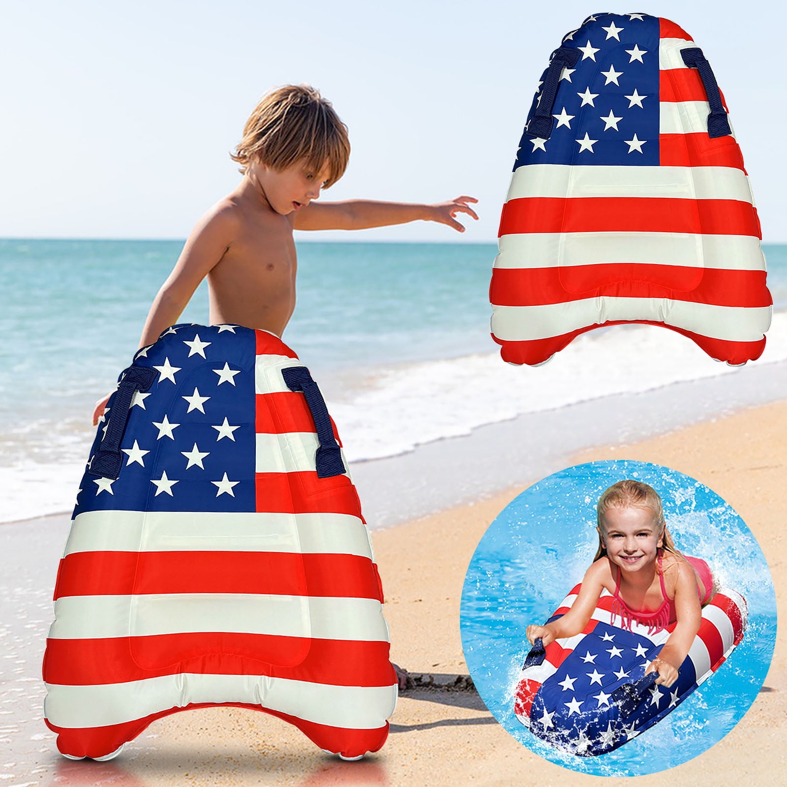 PPgejGEK Kids Inflatable Water Slide Board - Thickened PVC Pool Float with Handles, Non-Slip ...