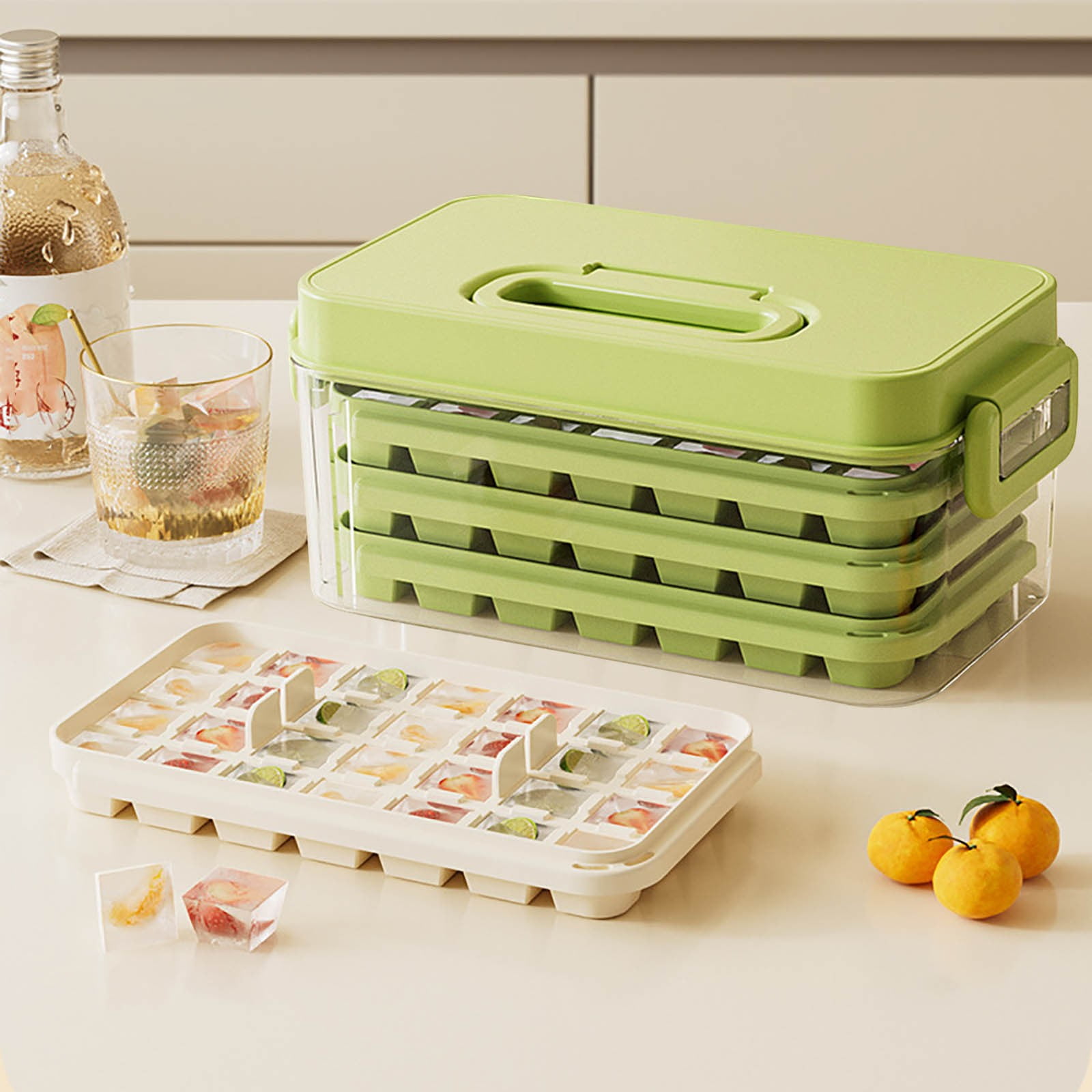 PPgejGEK Large Capacity 84-Cell Press Demolding Ice Tray with Lid Odor ...