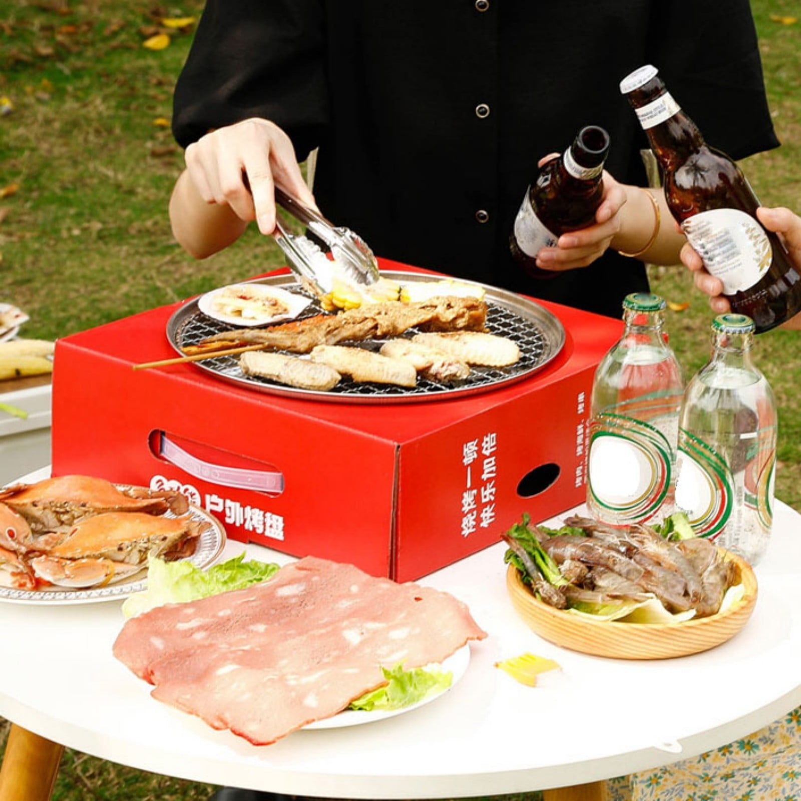 PPgejGEK Outdoor Disposable Barbecue Grill, Lazy Portable Charcoal ...