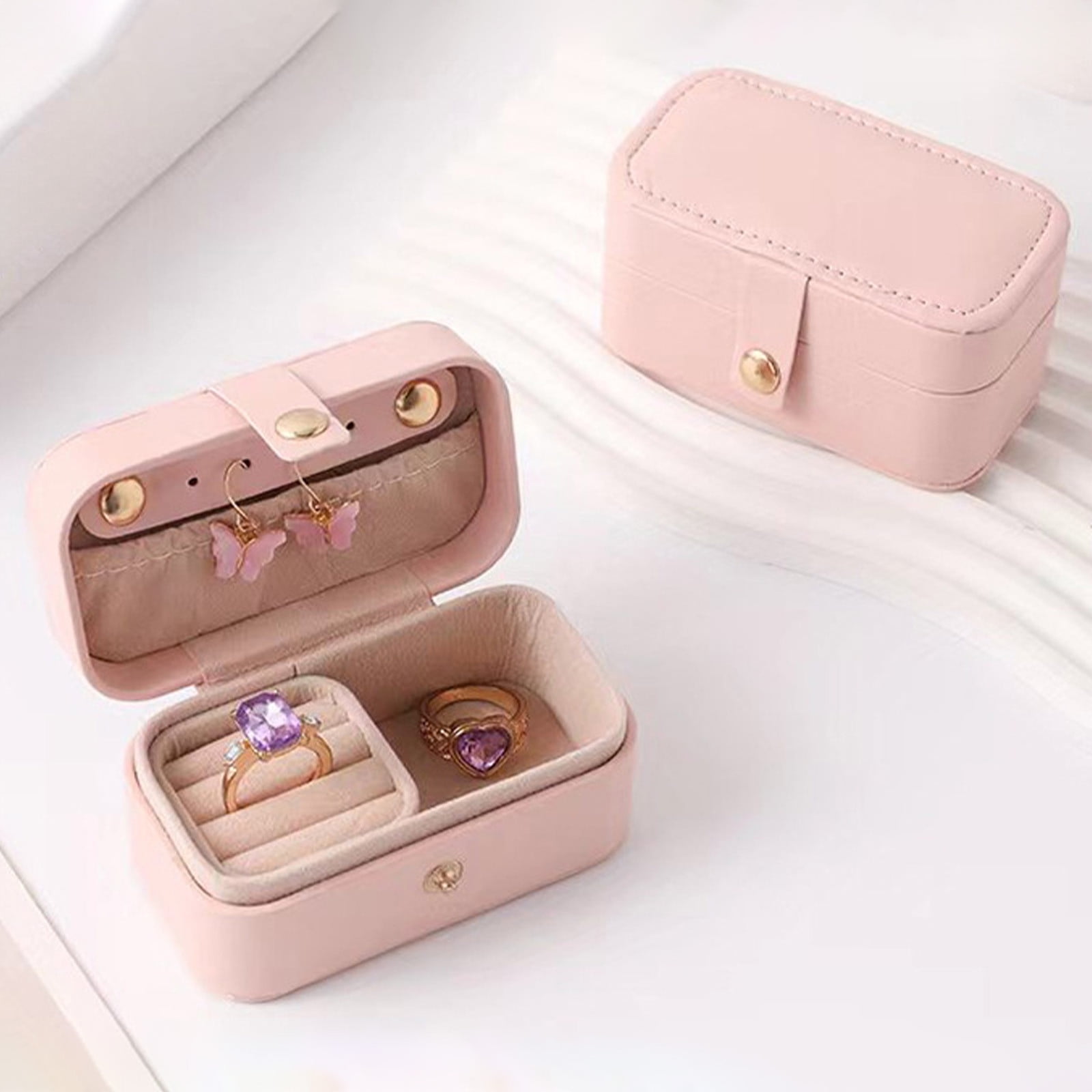 PPgejGEK Portable Jewelry Organizer Travel Storage Case PU Material ...