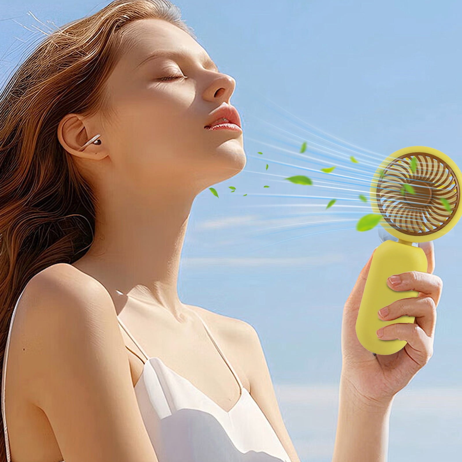 PPgejGEK Portable Mini Fan Round Handle 5.71x2.76x1.57 Inch USB Powered ...
