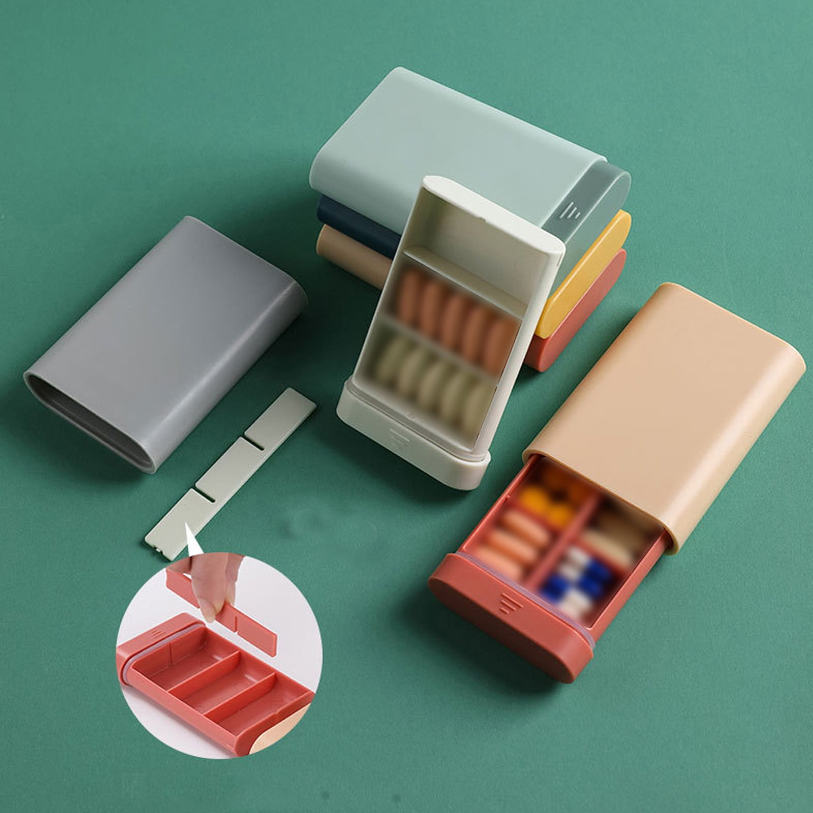 PPgejGEK Portable Mini Travel Pills Storage Organizer Box with 6 ...