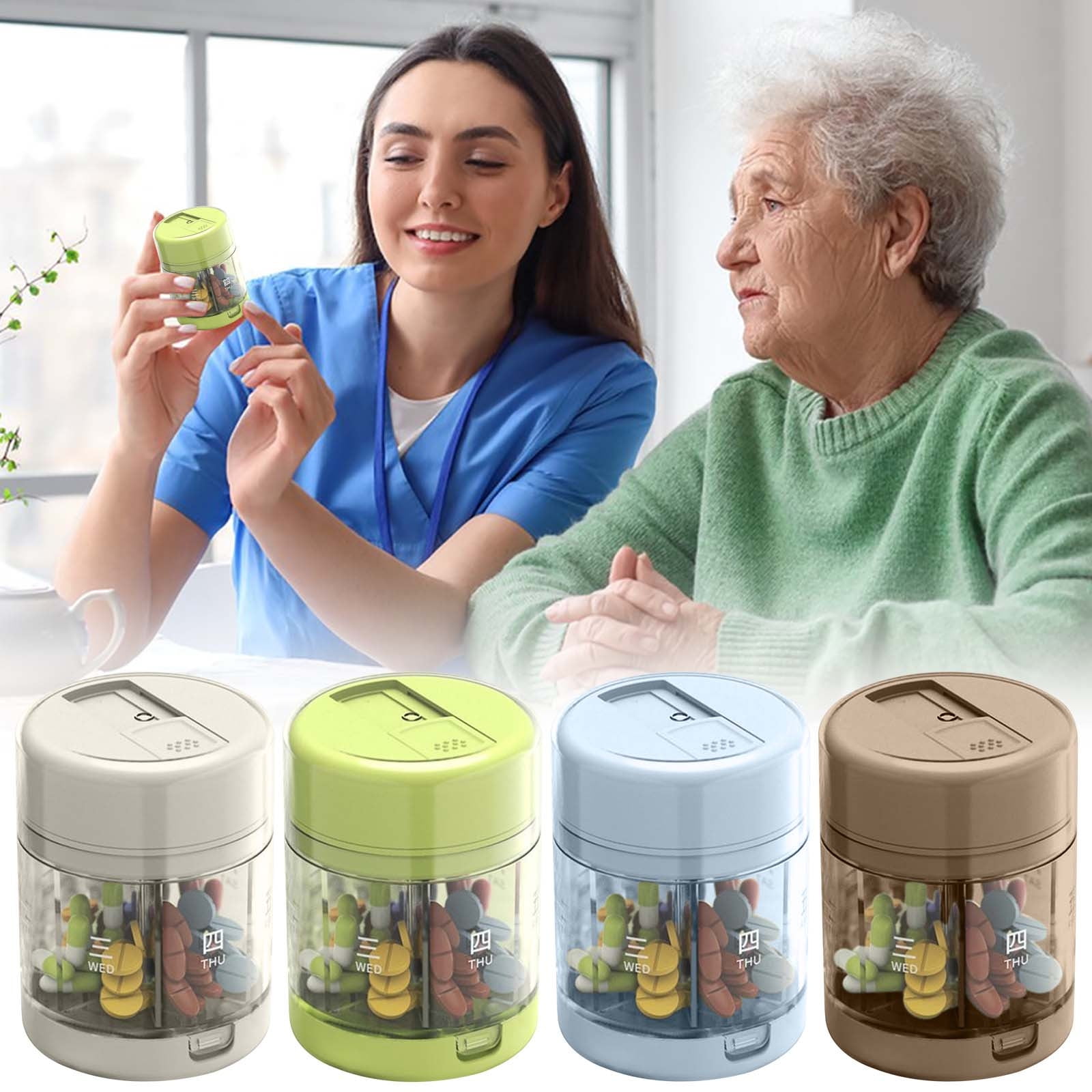 PPgejGEK Portable Weekly Pill Organizer 7-Day Medication Reminder Box ...