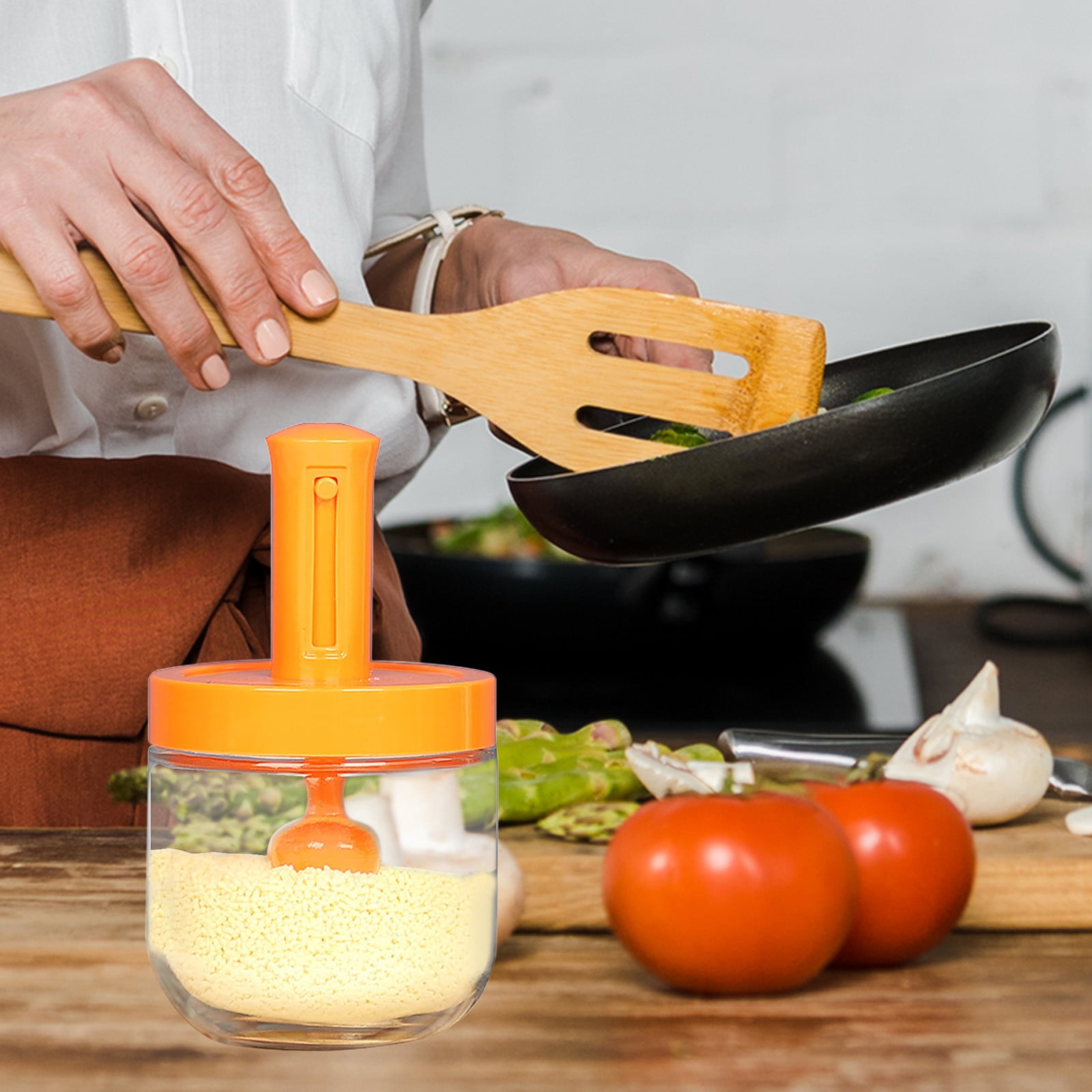 PPgejGEK Retractable Glass Seasoning Bottle with Spoon Lid Integrated ...