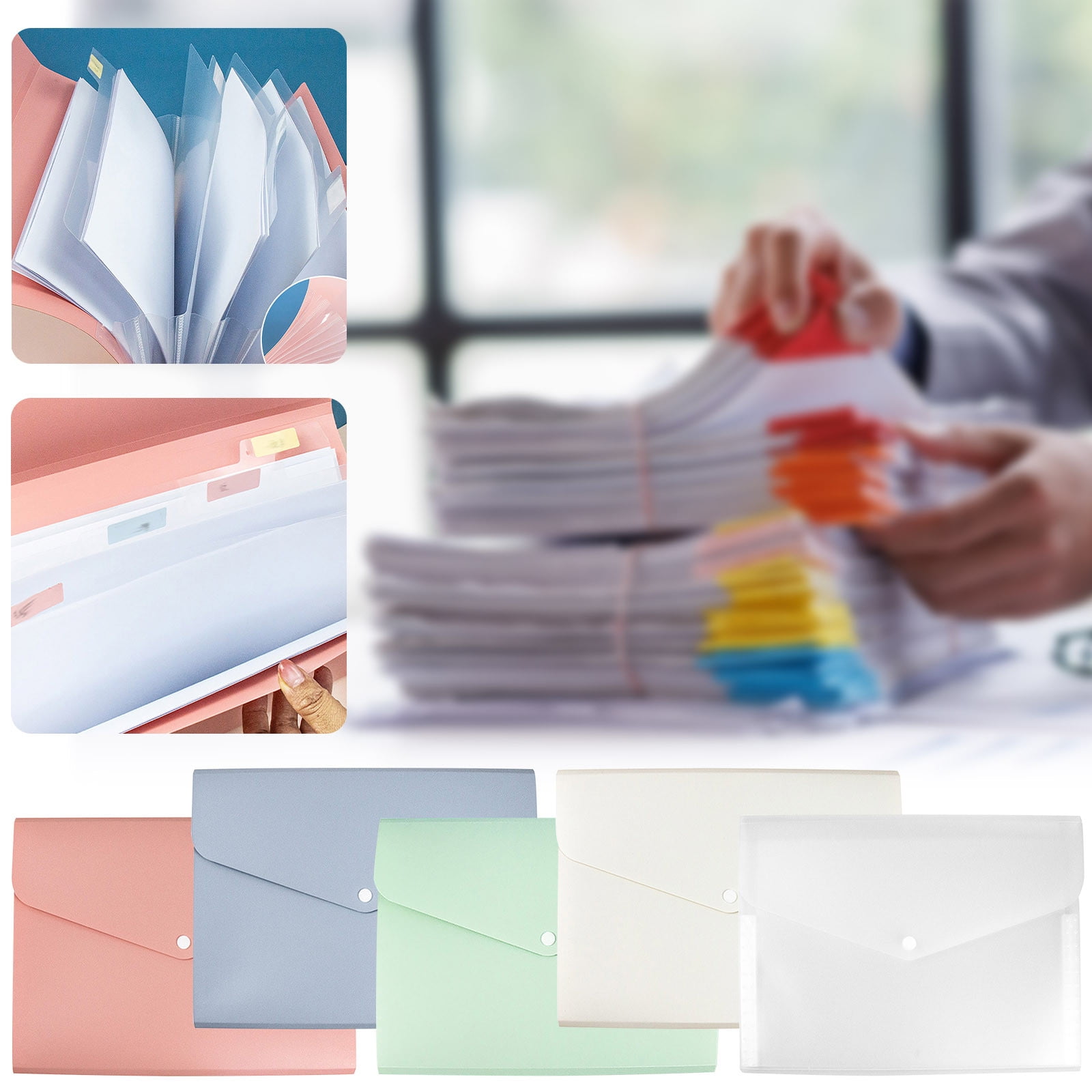 Iumwxz Supplies Receipt Organizer Document Holder Plastic Envelopes A4 ...