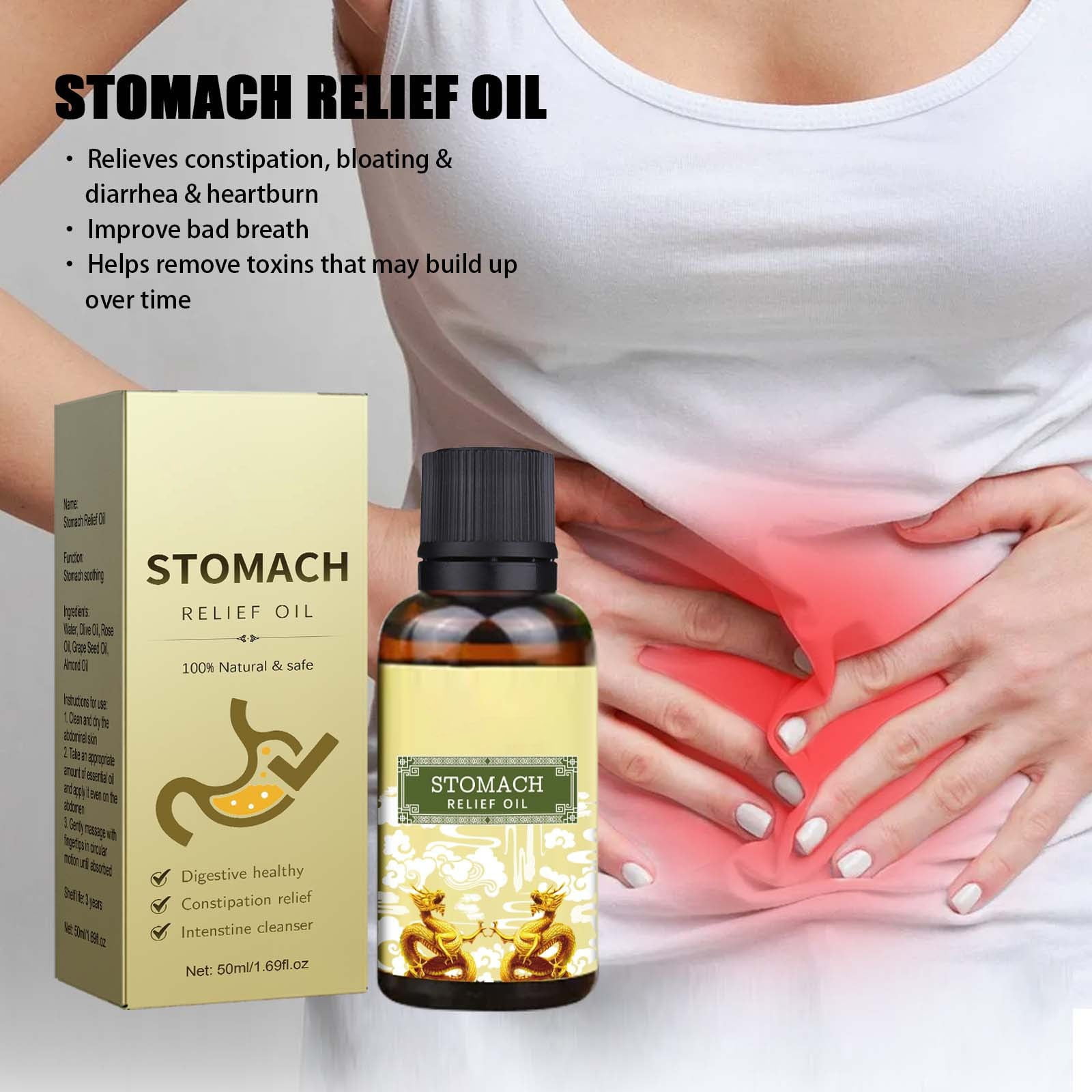 PPgejGEK Soothing Stomach Oil Abdominal Massage and Care Oil for ...