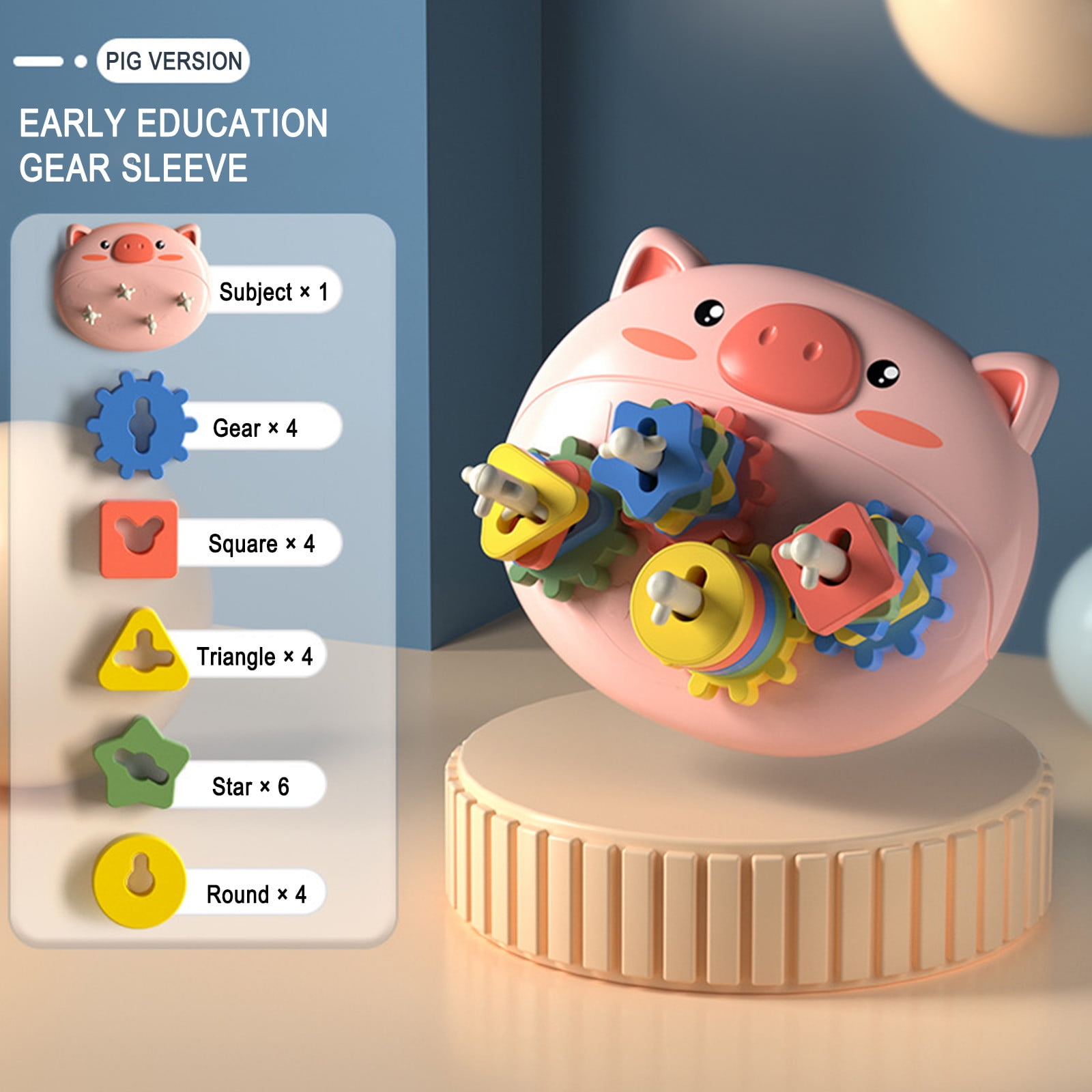 PPgejGEK Stocking Stuffers for Kids Pig Gear Set Column Building Blocks ...