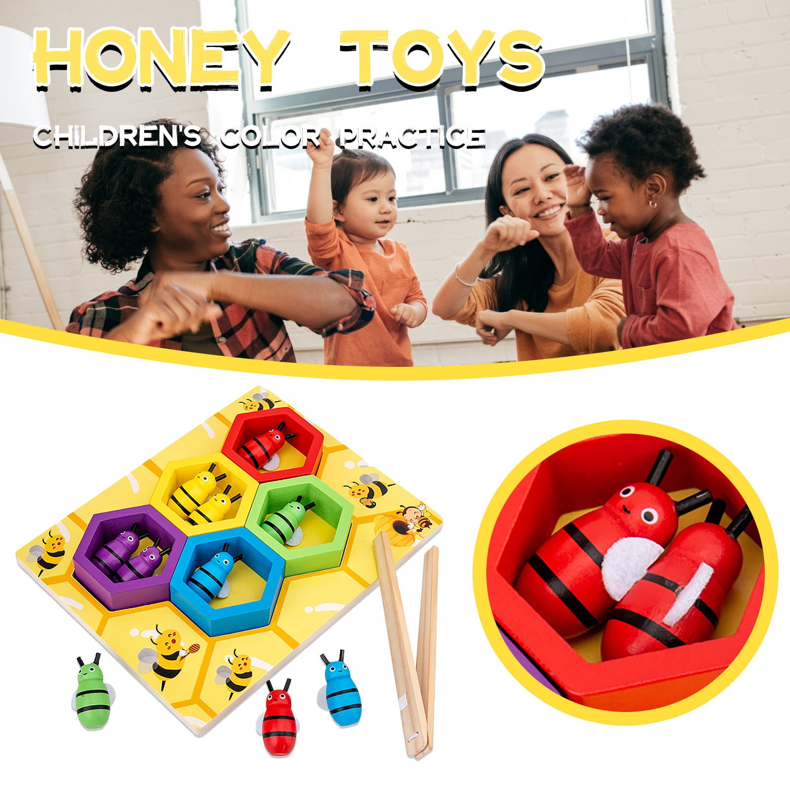 PPgejGEK Stocking Stuffers for Kids Wooden Beehive Board Clipping Bee ...