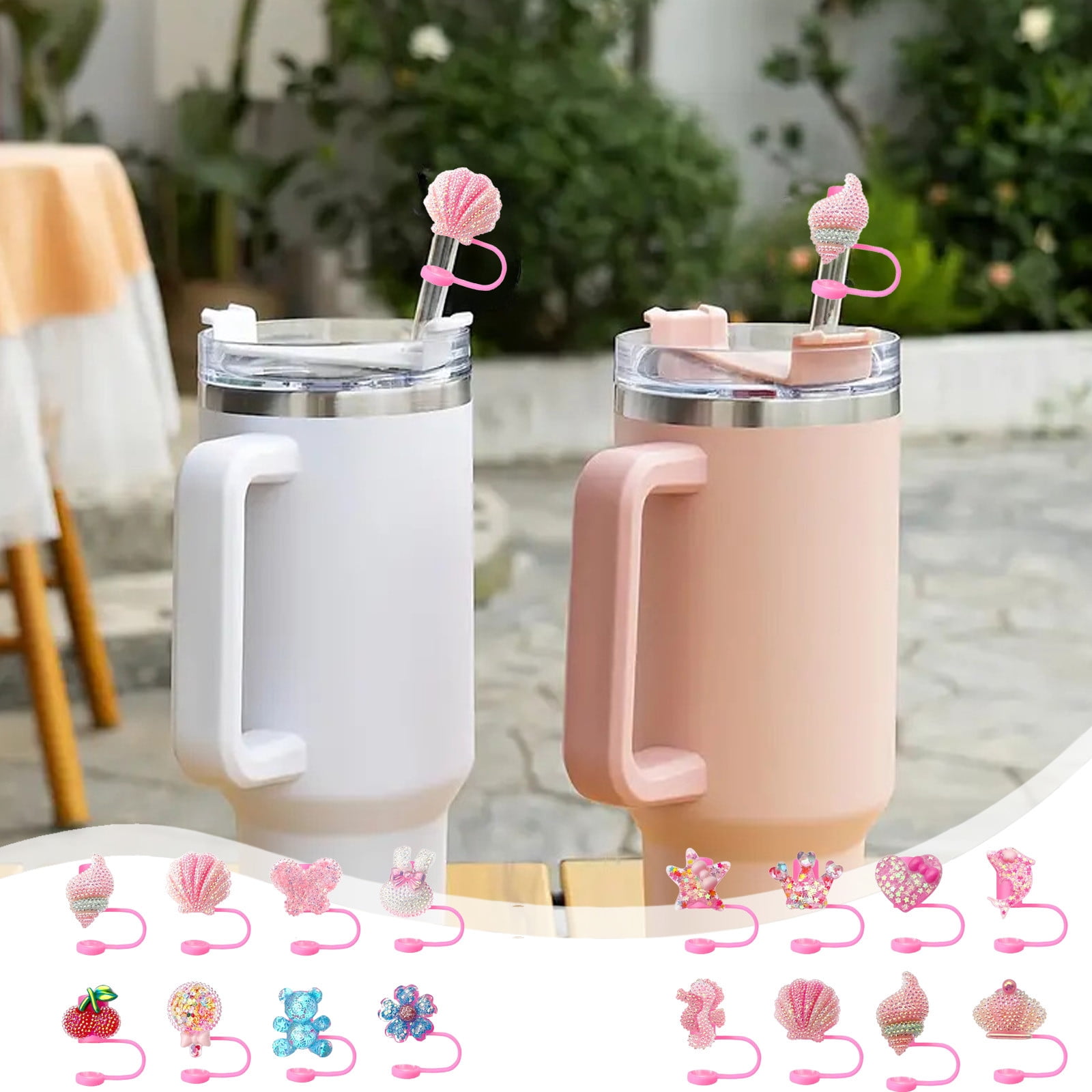 PPgejGEK Straw Cover 10mm Reusable Cute Drinking Straw Topper ...