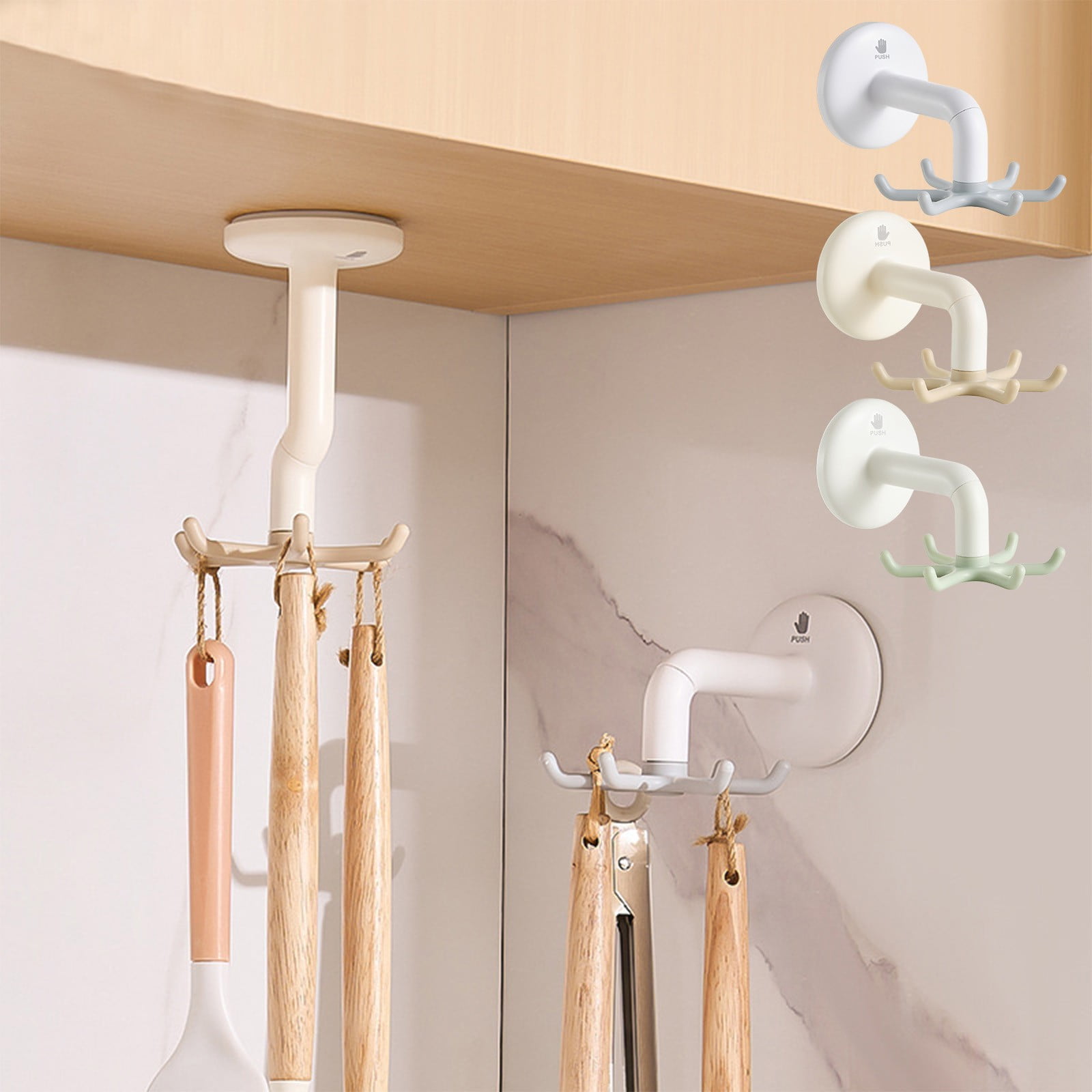PPgejGEK Suction Cup Multi Claw Rotating Hook Wall Mounted ...