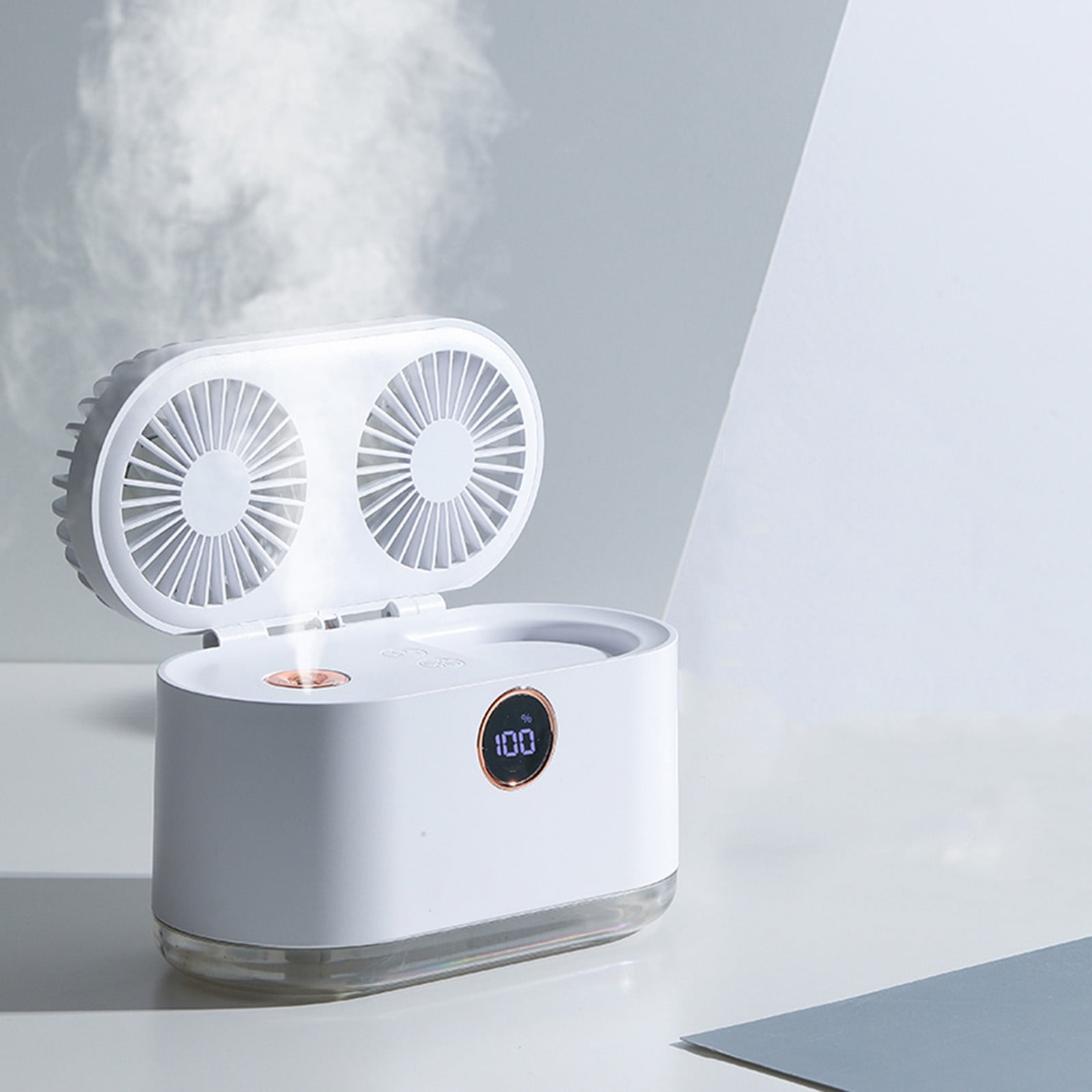 PPgejGEK Table Fan Double Spray Fan,-Conditioner,Night Lighting,Water ...