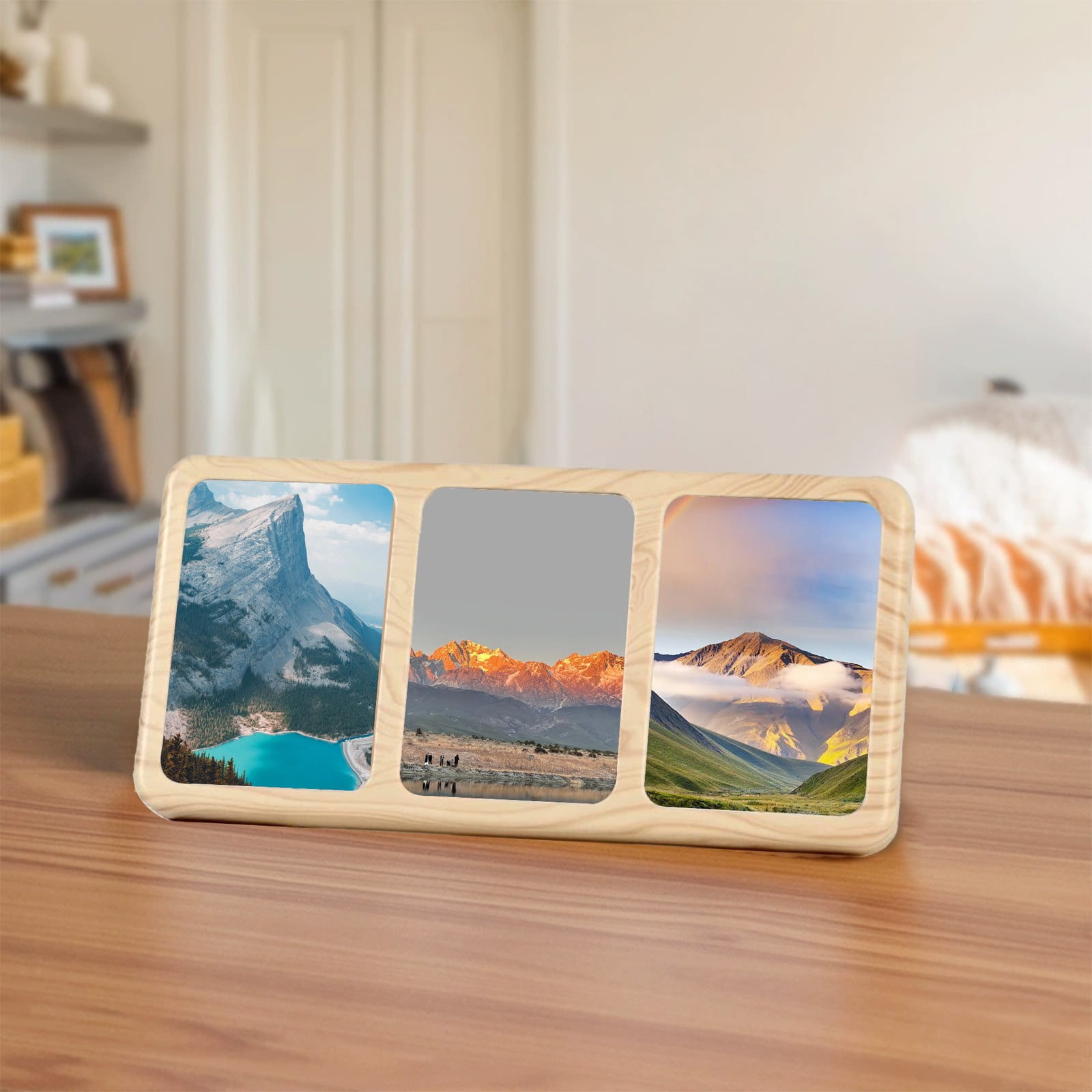 PPgejGEK Three Grids Photo Frame Simplified Style Tabletop Or Wall ...