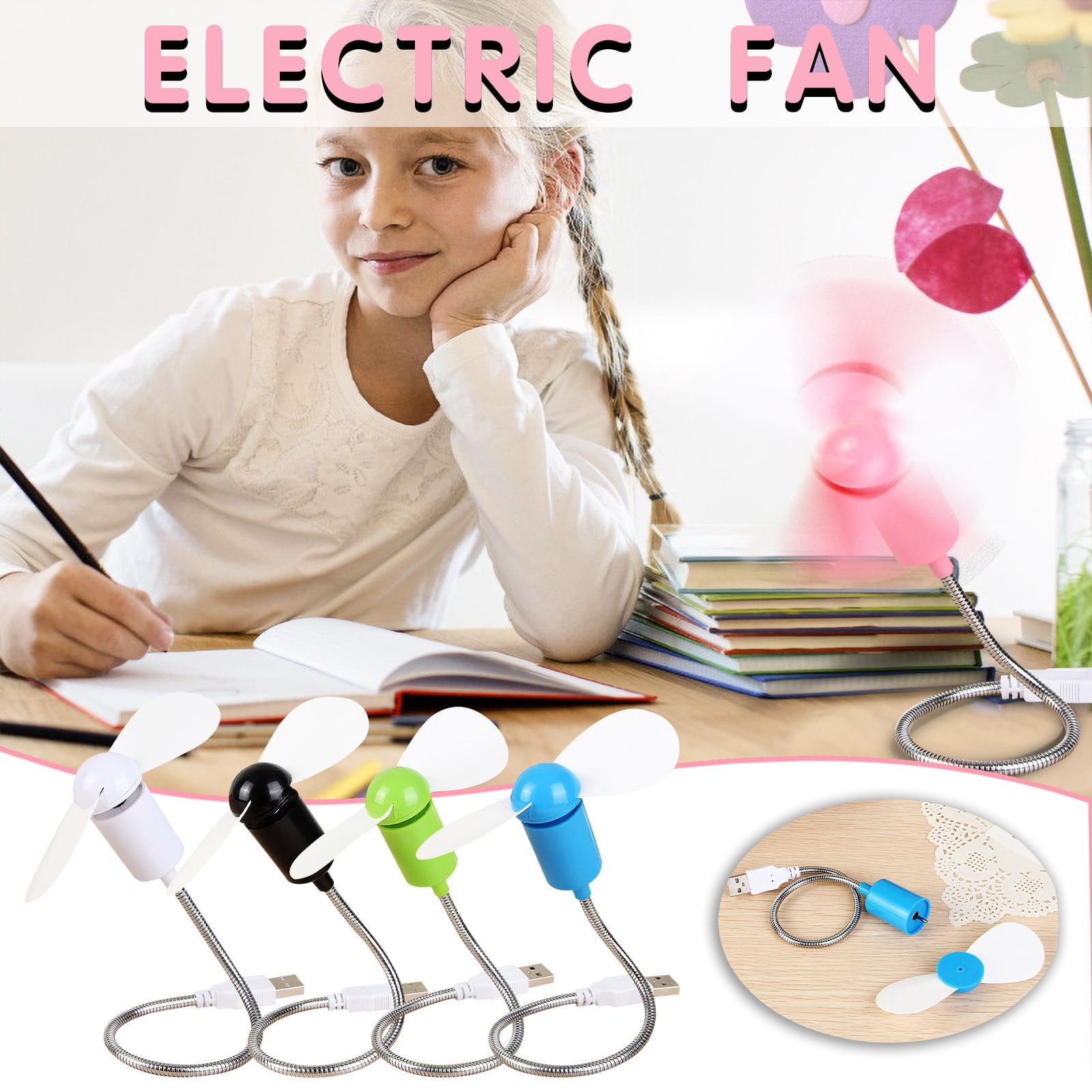 PPgejGEK USB Serpentine Curved Fan Silent Soft Leaf Portable Personal ...