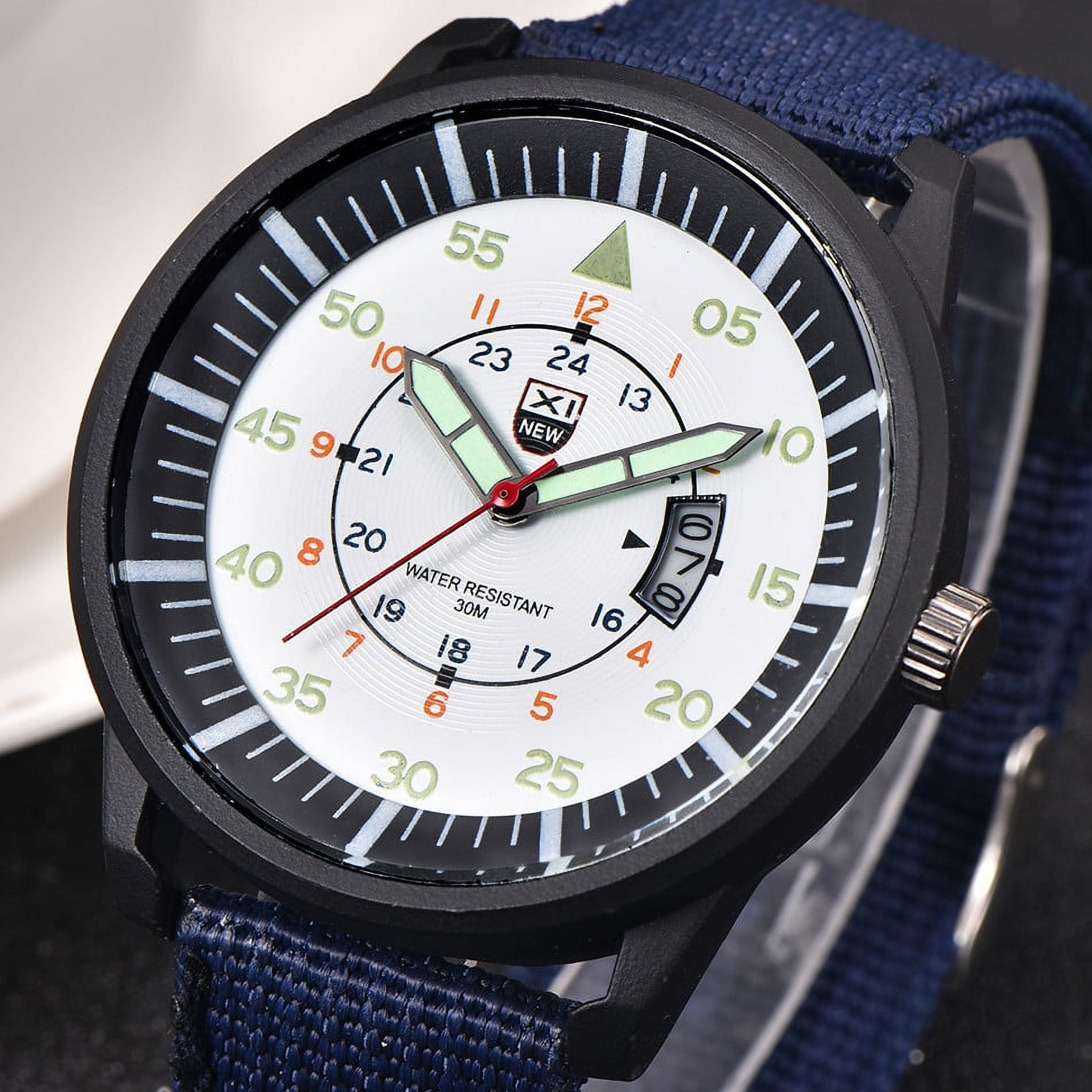 PPgejGEK Watches for Men Military Mens Quartz Watch Black Dial Date ...