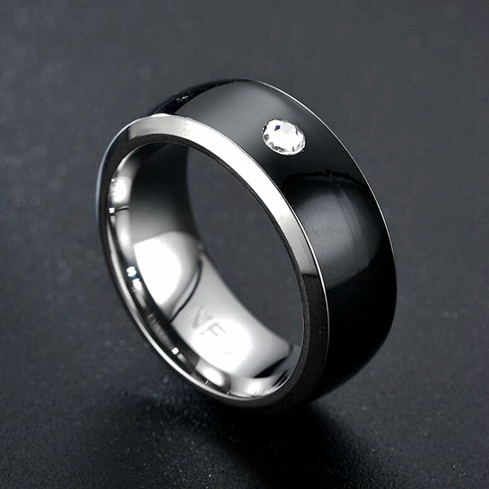 PPgejGEK Women Rings Nfc Mobile Phone Smart Ring Stainless Steel Ring ...