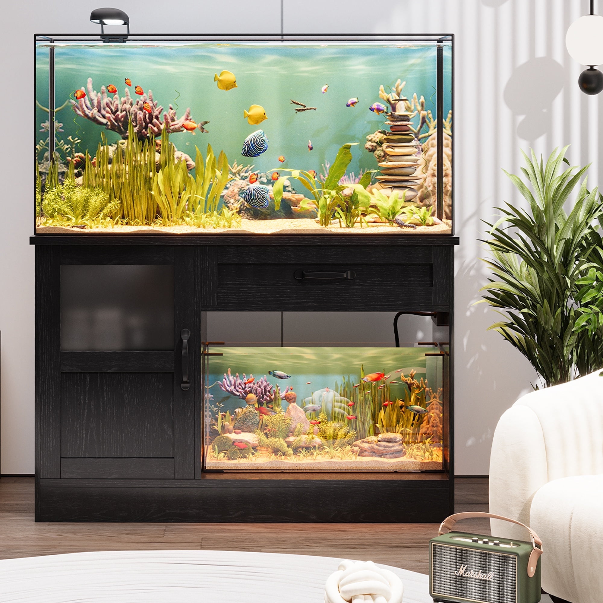 PPorfamilia Fish Tank Stand with Power Outlet, 40-50 Gallon Wooden ...