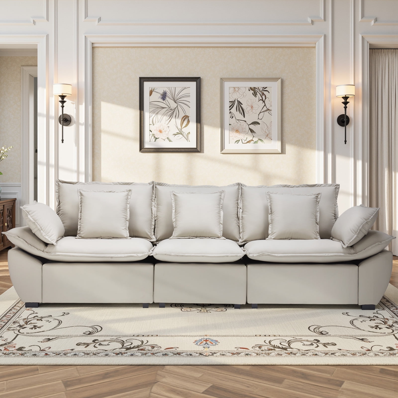 PPorfamilia Modular Sectional Sofa, Extra Large Faux Leather Deep Seat ...