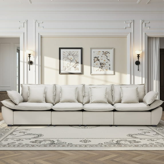 PPorfamilia Modular Sectional Sofa, Extra Large Faux Leather Deep Seat ...