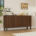 PPorfamilia Sideboard Storage Cabinet, Fluted Credenza Buffet Cabinet with Doors and Shelves for ...