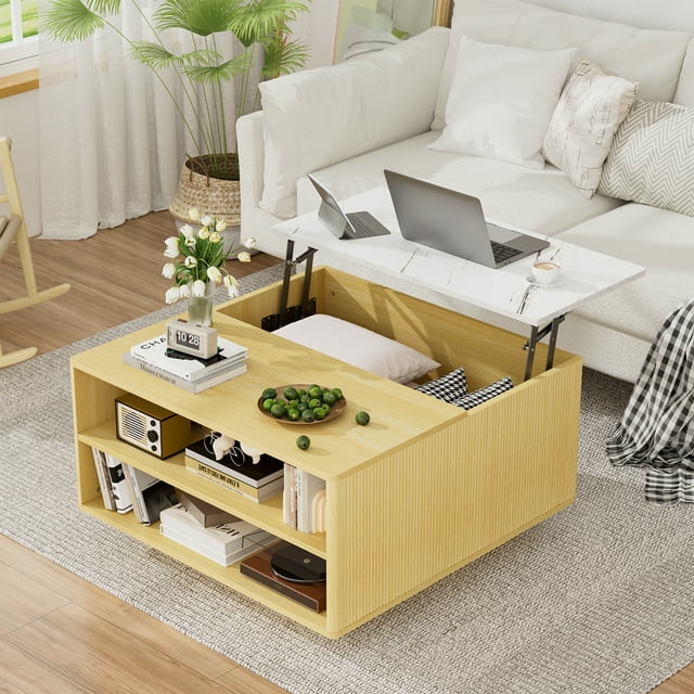 PPorfamilia Square Lift Top Coffee Table with Storage for Living Room ...