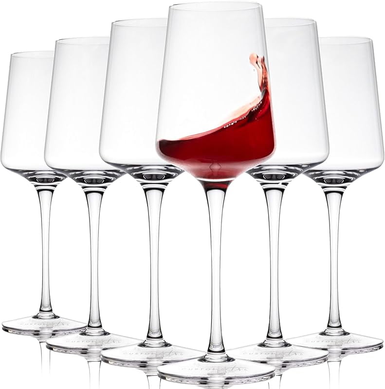 PQSM Crystal Wine Glasses Set of 4, 22 Oz Long Stem Modern Wine Glasses for White and Red Wine ...